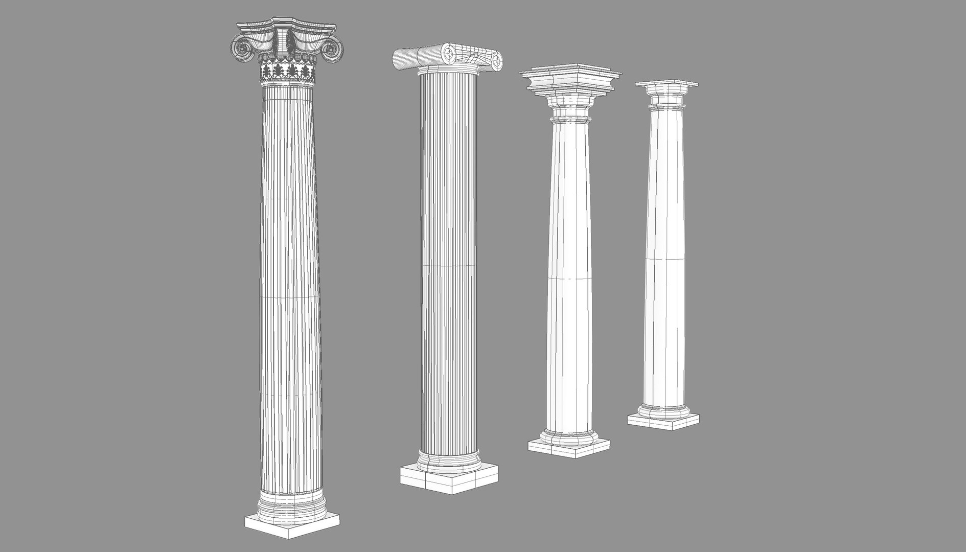 Colonial columns 3D model - TurboSquid 1520464