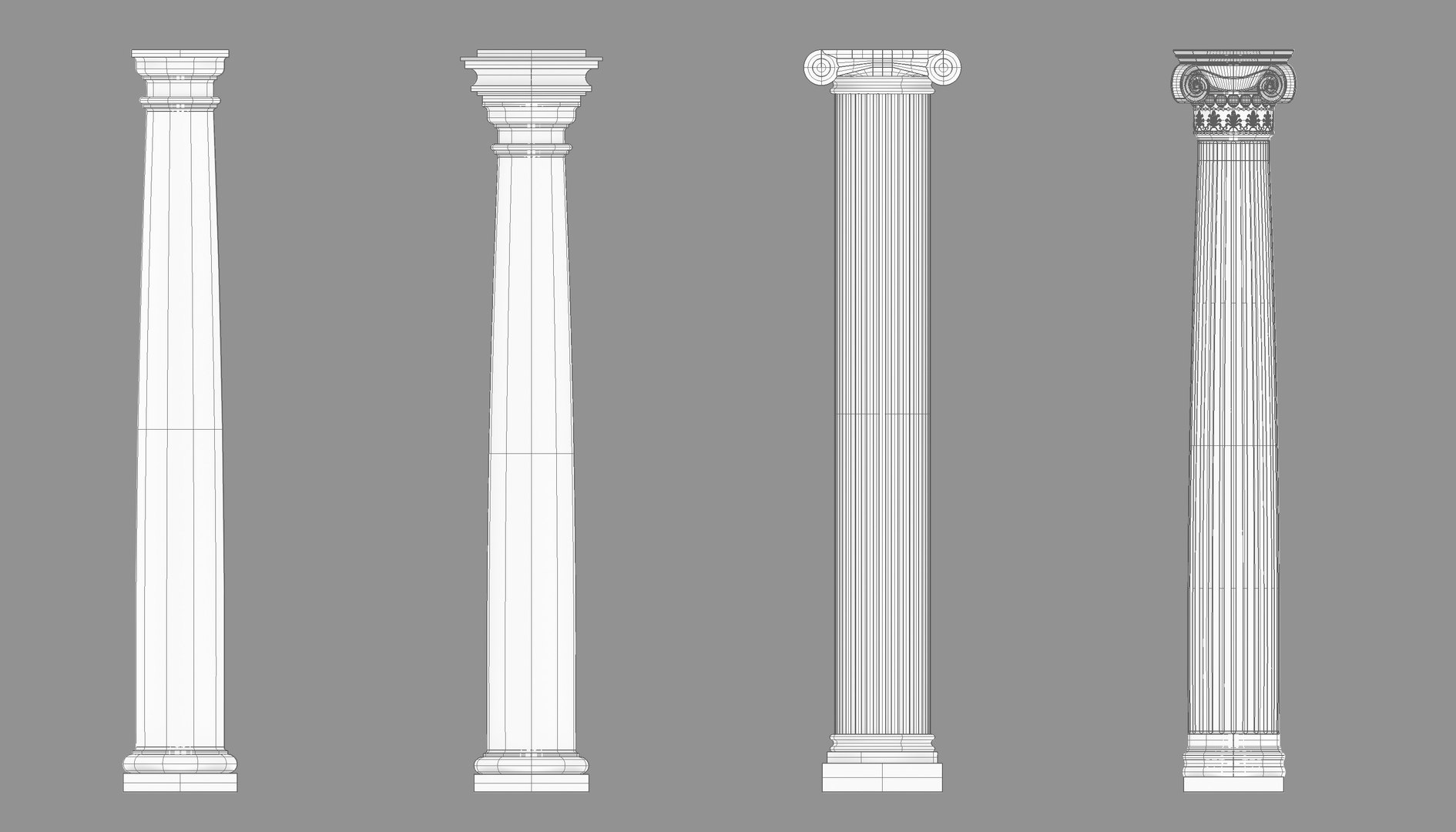 Colonial columns 3D model - TurboSquid 1520464