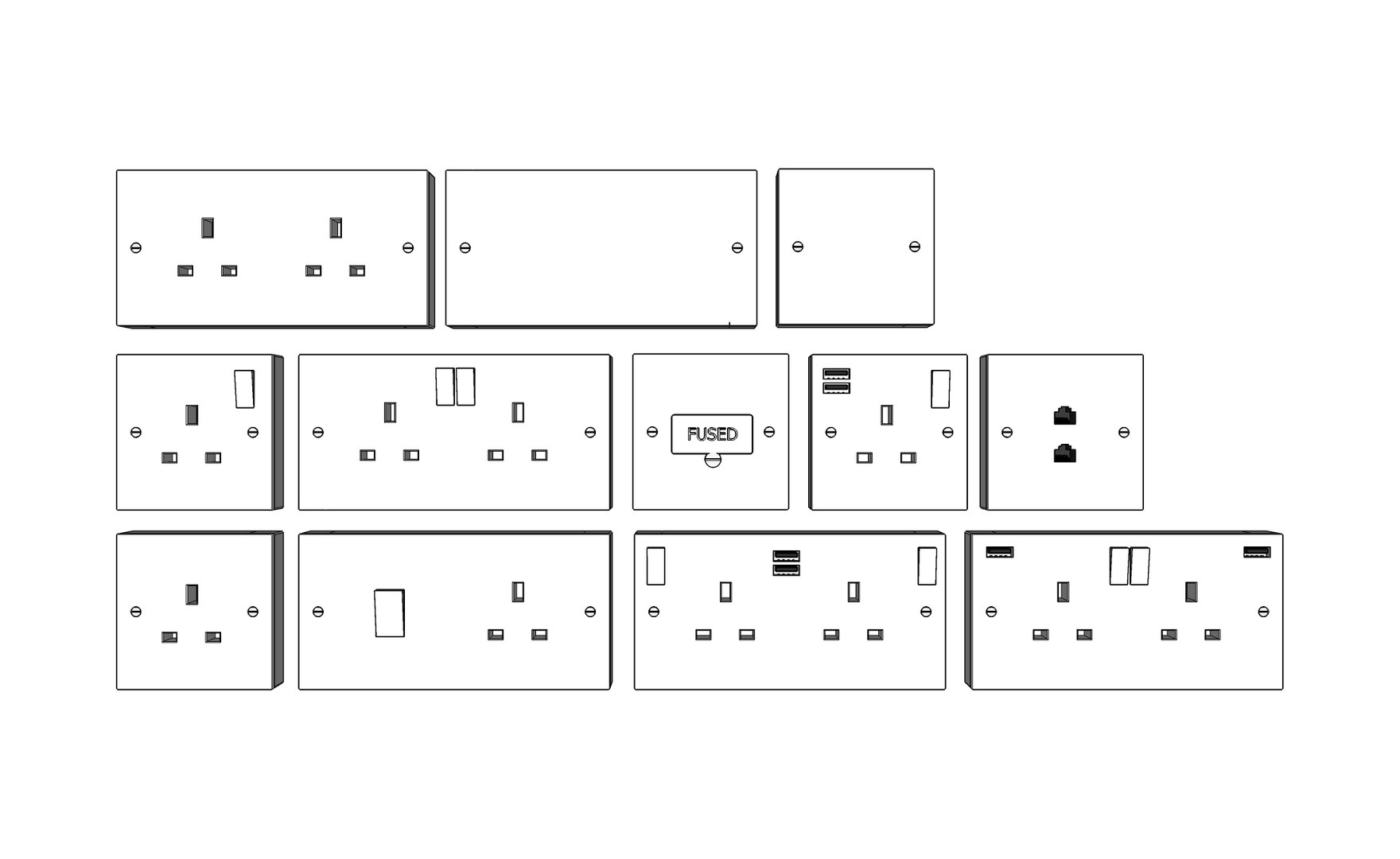 3D Model Uk Sockets - TurboSquid 1488548