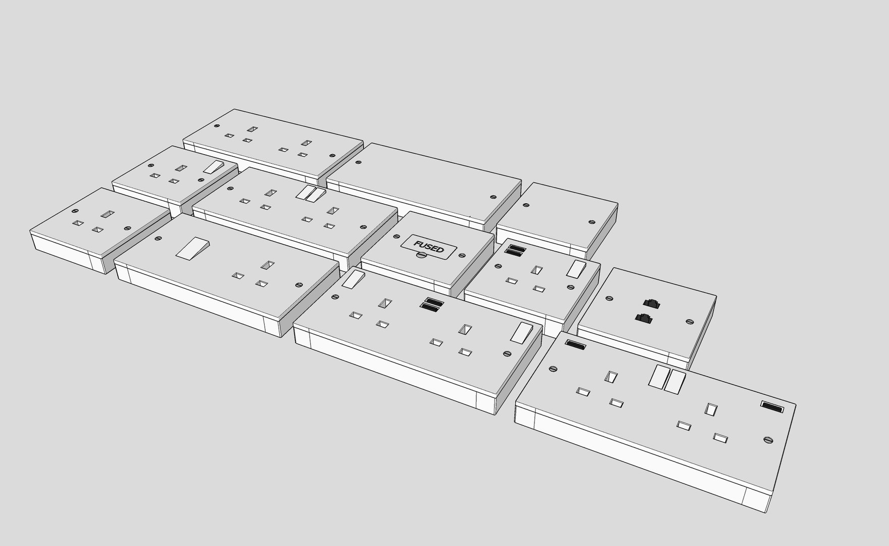 3D Model Uk Sockets - TurboSquid 1488548