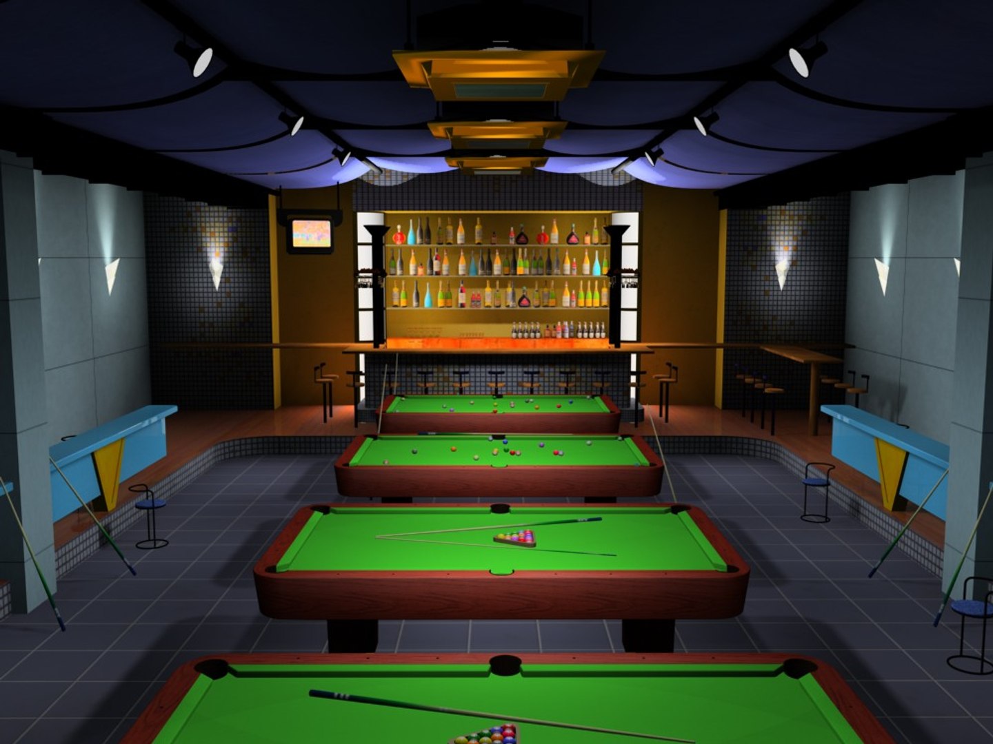 Billiards Bar Snooker 3d Model