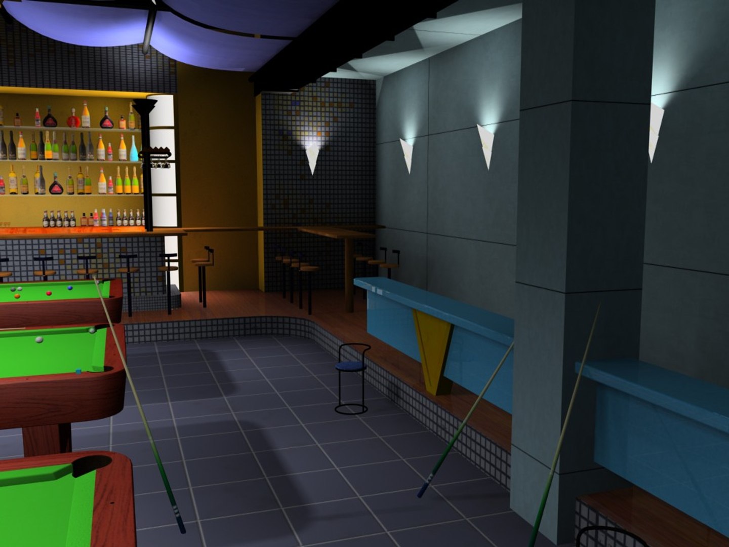 Billiards Bar Snooker 3d Model
