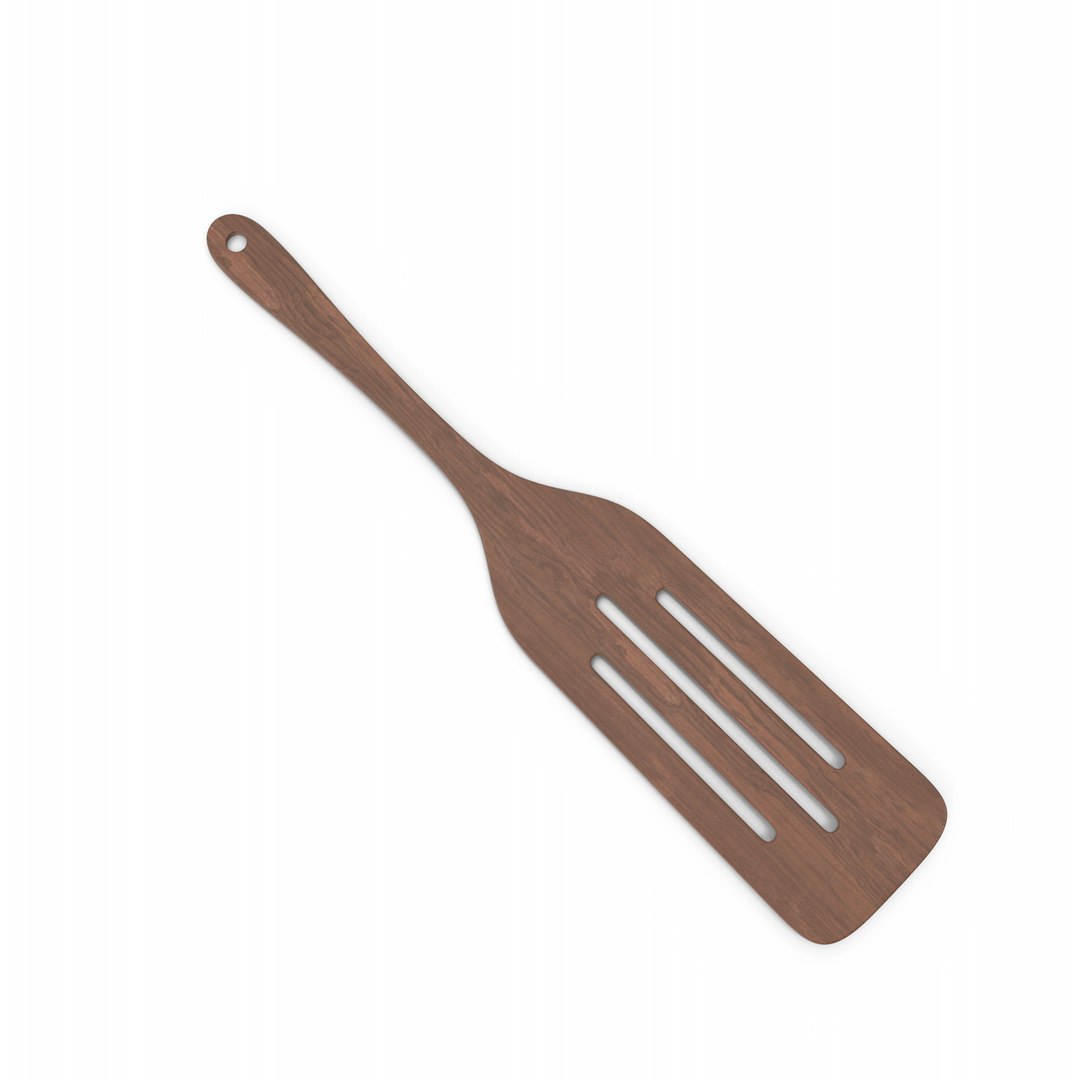 3D Kitchen Slotted Spatula Dark Wood - TurboSquid 2175132
