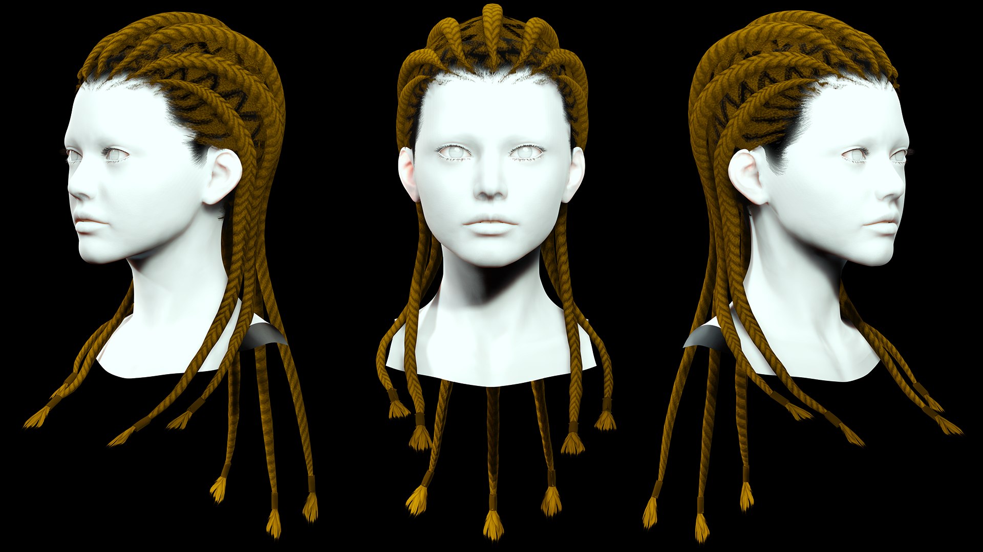 Dread Breaided Hair Model - TurboSquid 2226384