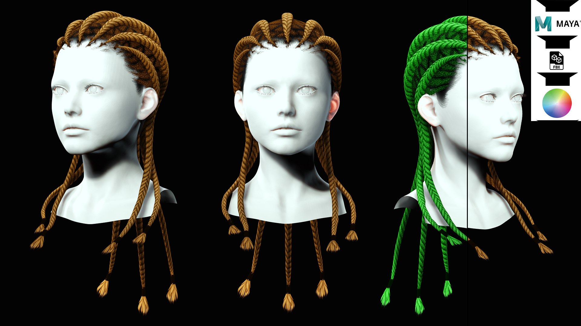 Dread Breaided Hair Model - TurboSquid 2226384