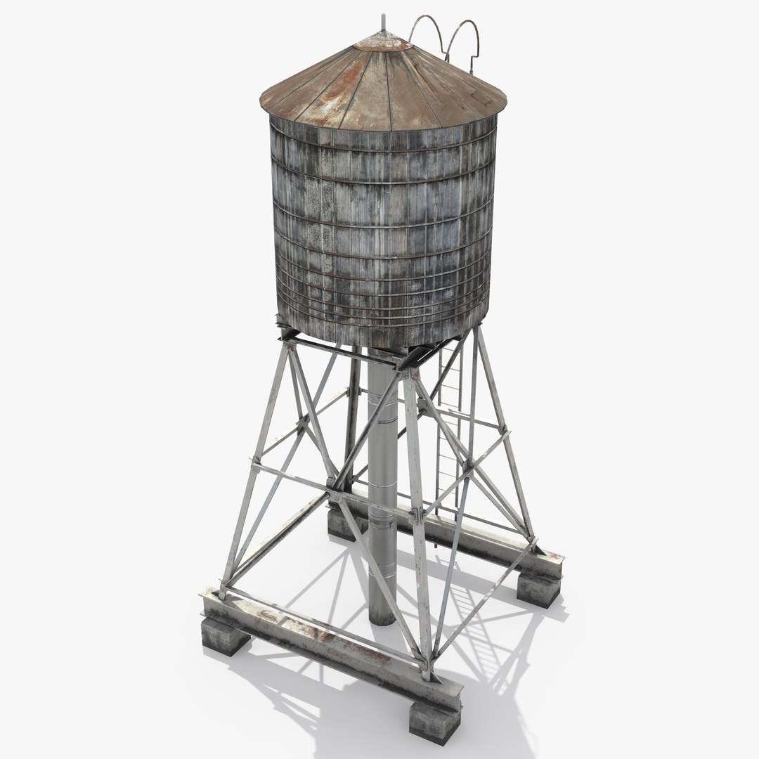3D Rooftop Water Tower - TurboSquid 1348282