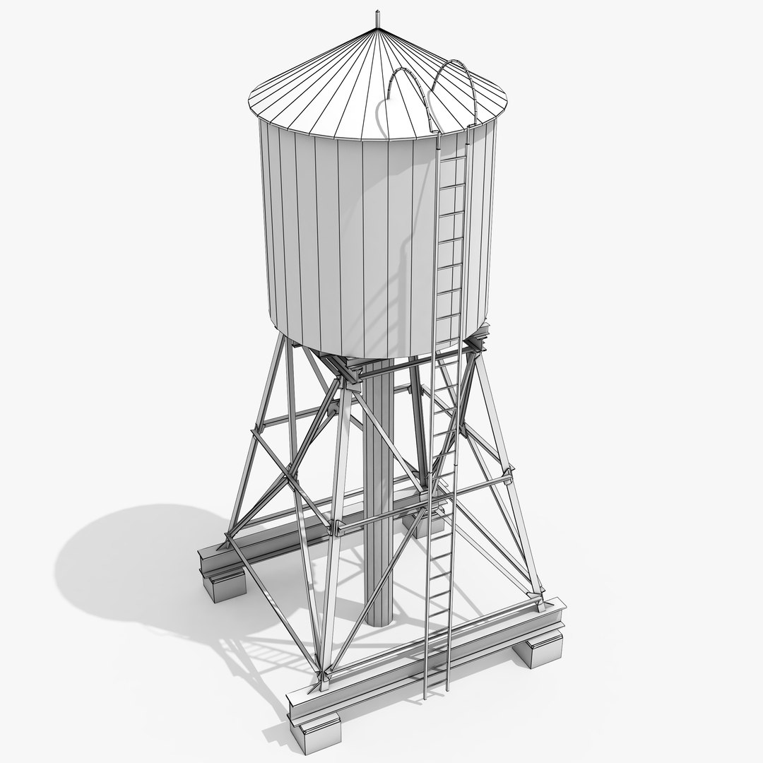 3D Rooftop Water Tower - TurboSquid 1348282