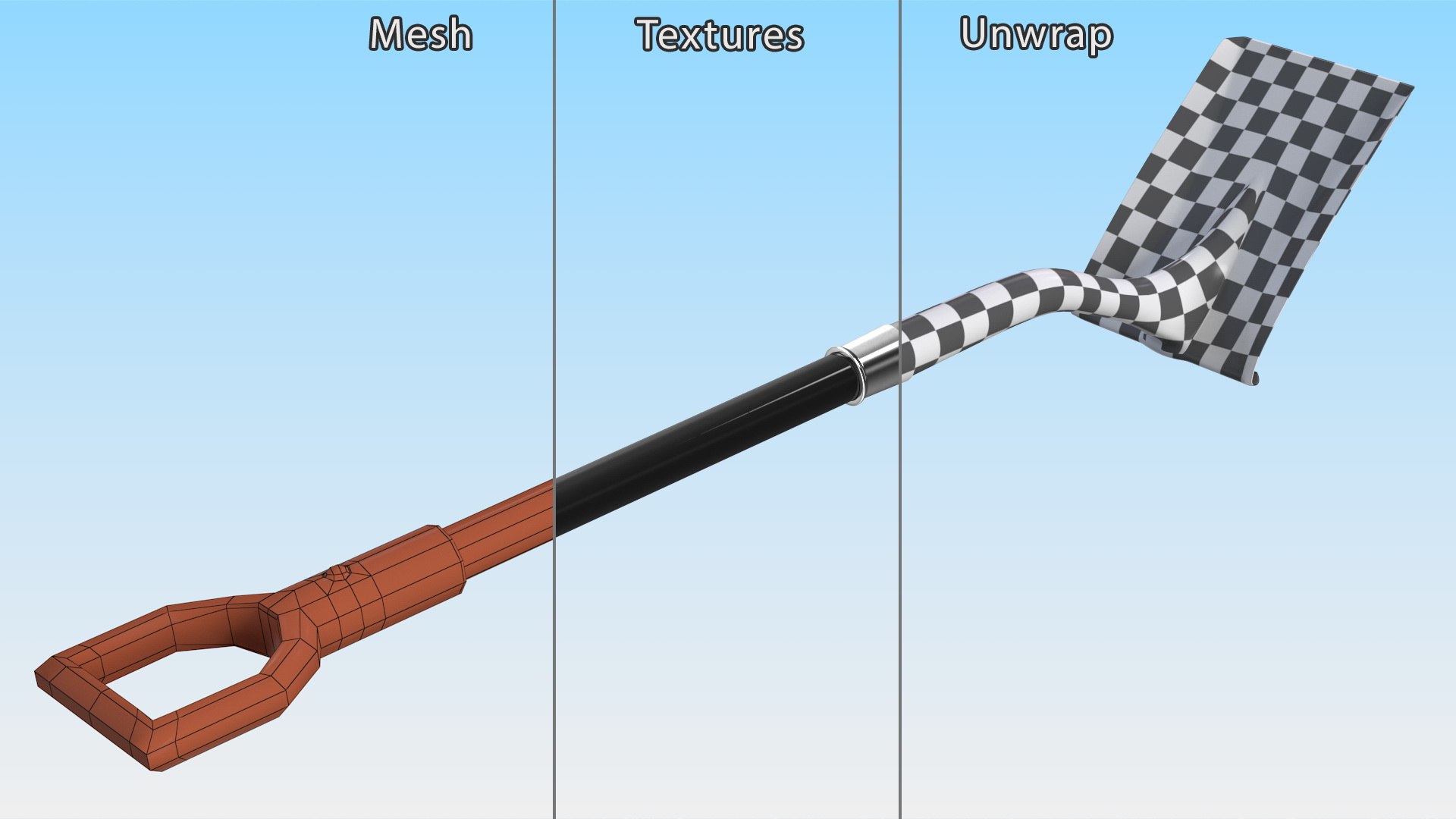 Square Blade Shovel Black Shaft 3D Model - TurboSquid 2153039
