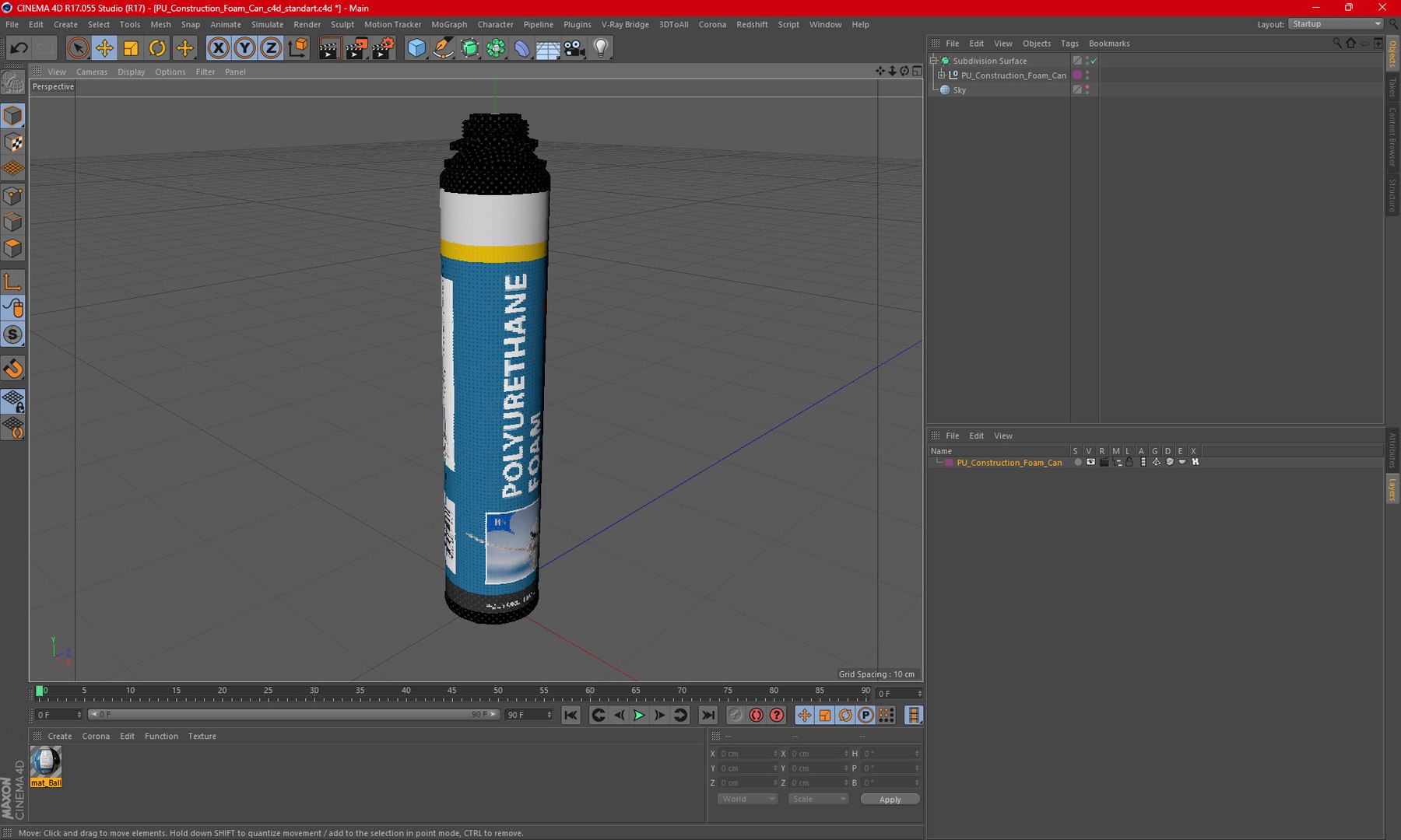 3D PU Construction Foam Can Model - TurboSquid 2077029