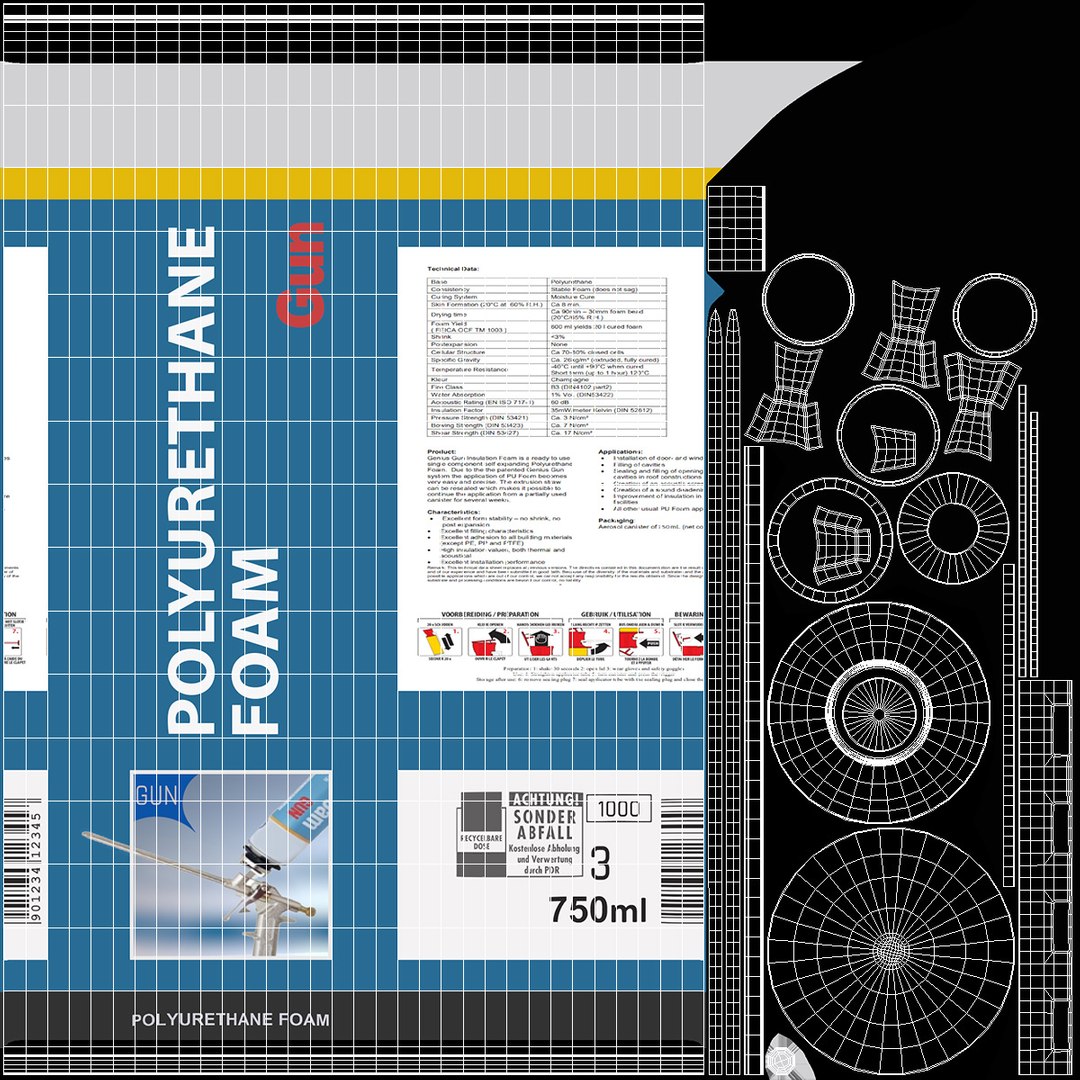 3D PU Construction Foam Can Model - TurboSquid 2077029