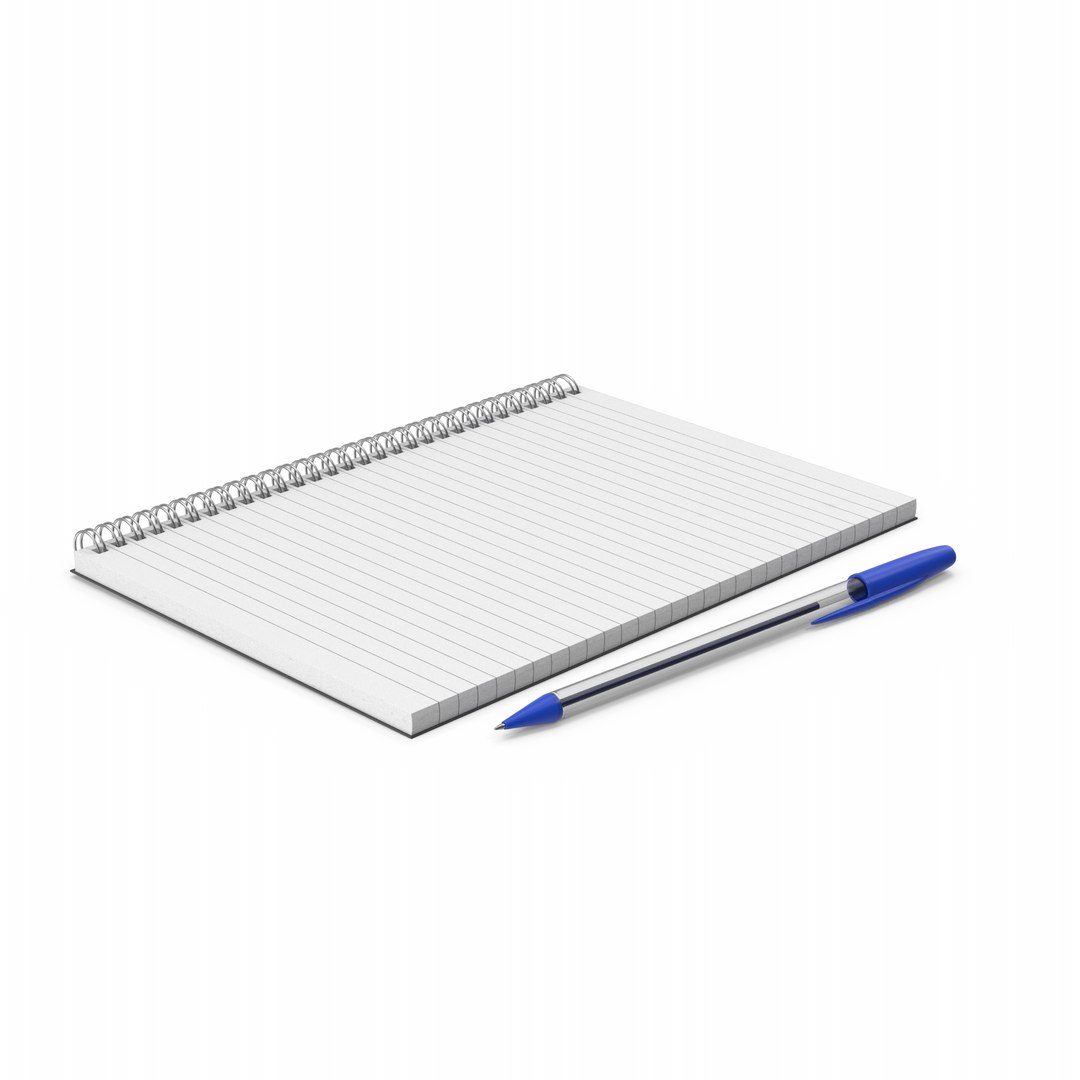3D Notepad With Blue Pen - TurboSquid 1870870