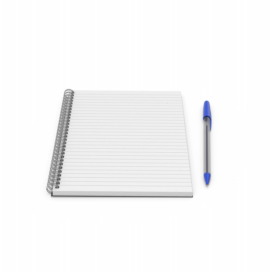 3D Notepad With Blue Pen - TurboSquid 1870870