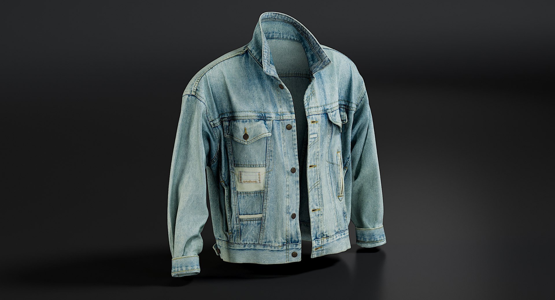 Realistic Jean Jacket 2 3D - TurboSquid 1467559
