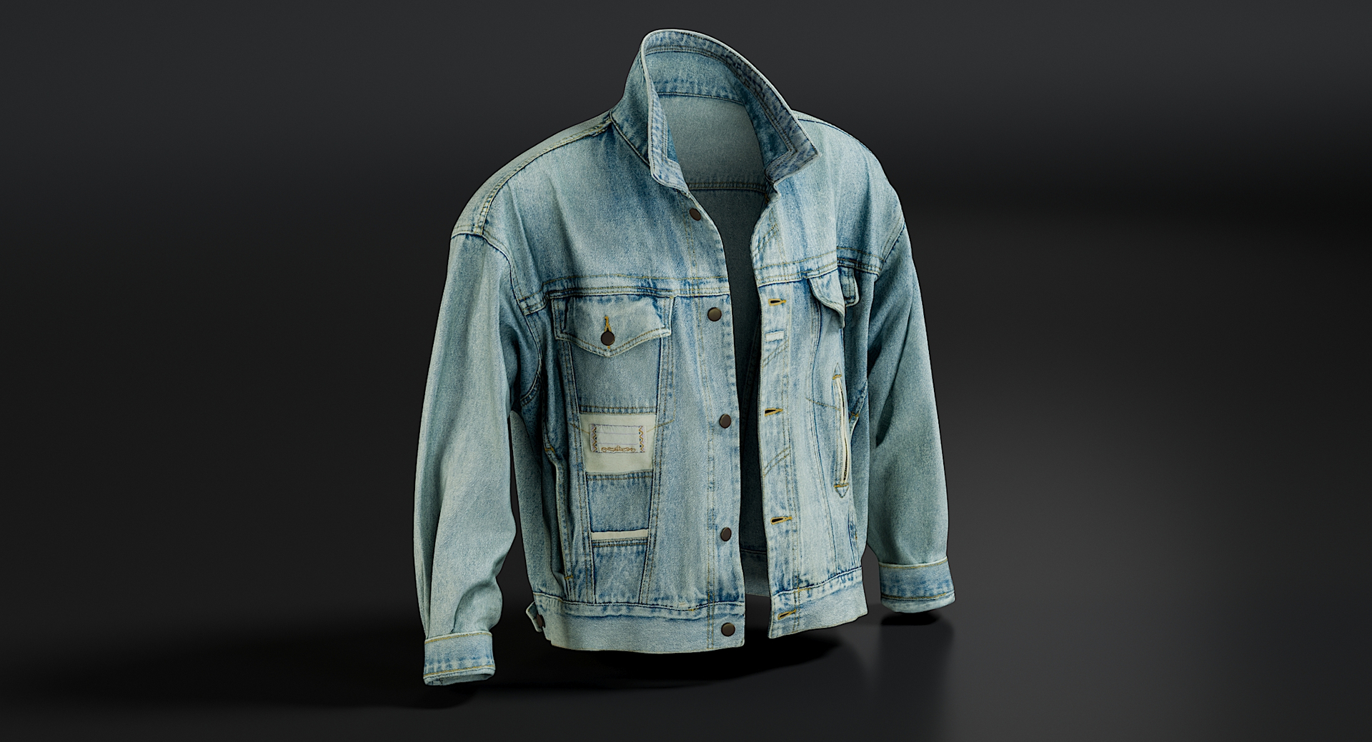 Realistic Jean Jacket 2 3D - TurboSquid 1467559