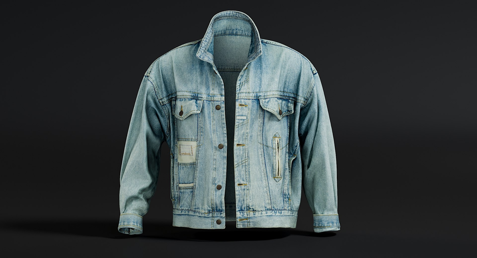 Realistic jean jacket 2 3D - TurboSquid 1467559