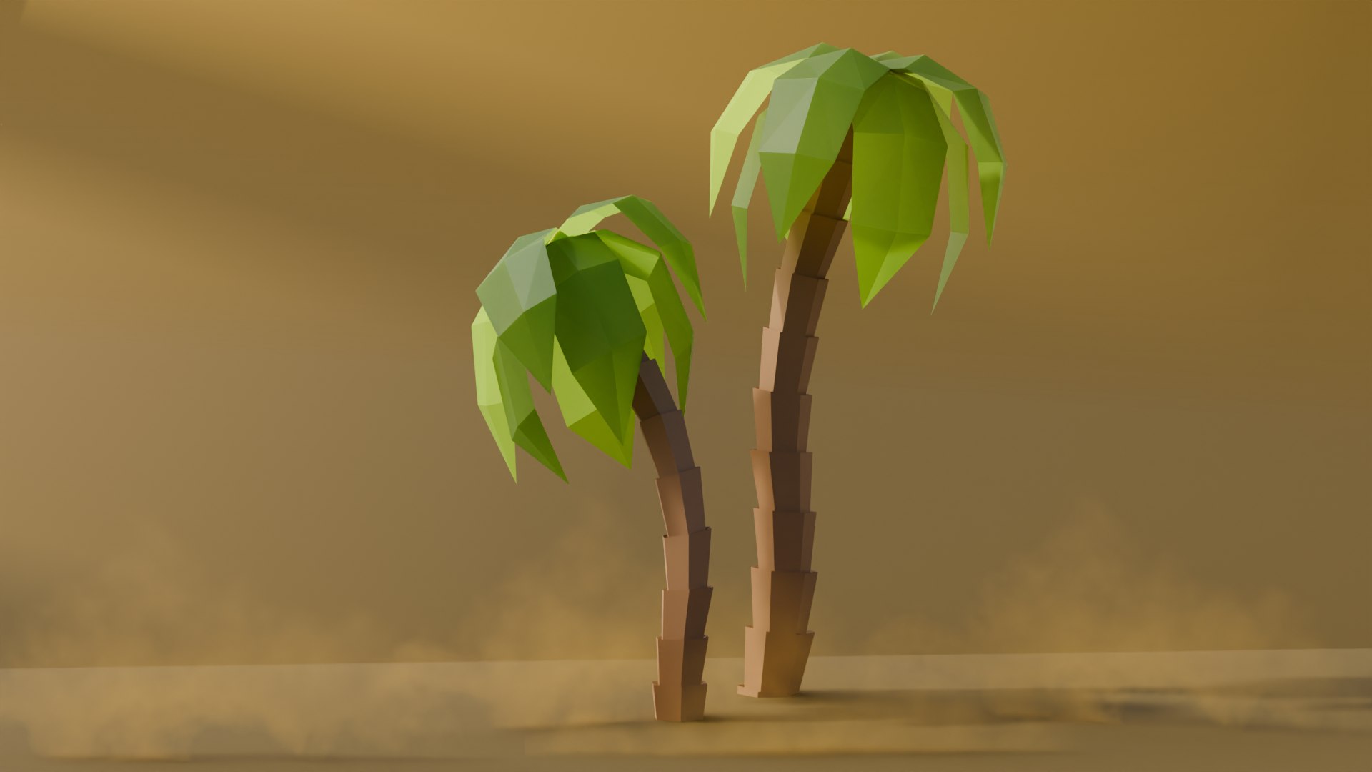 3D Low Poly Desert Palms - TurboSquid 2455913