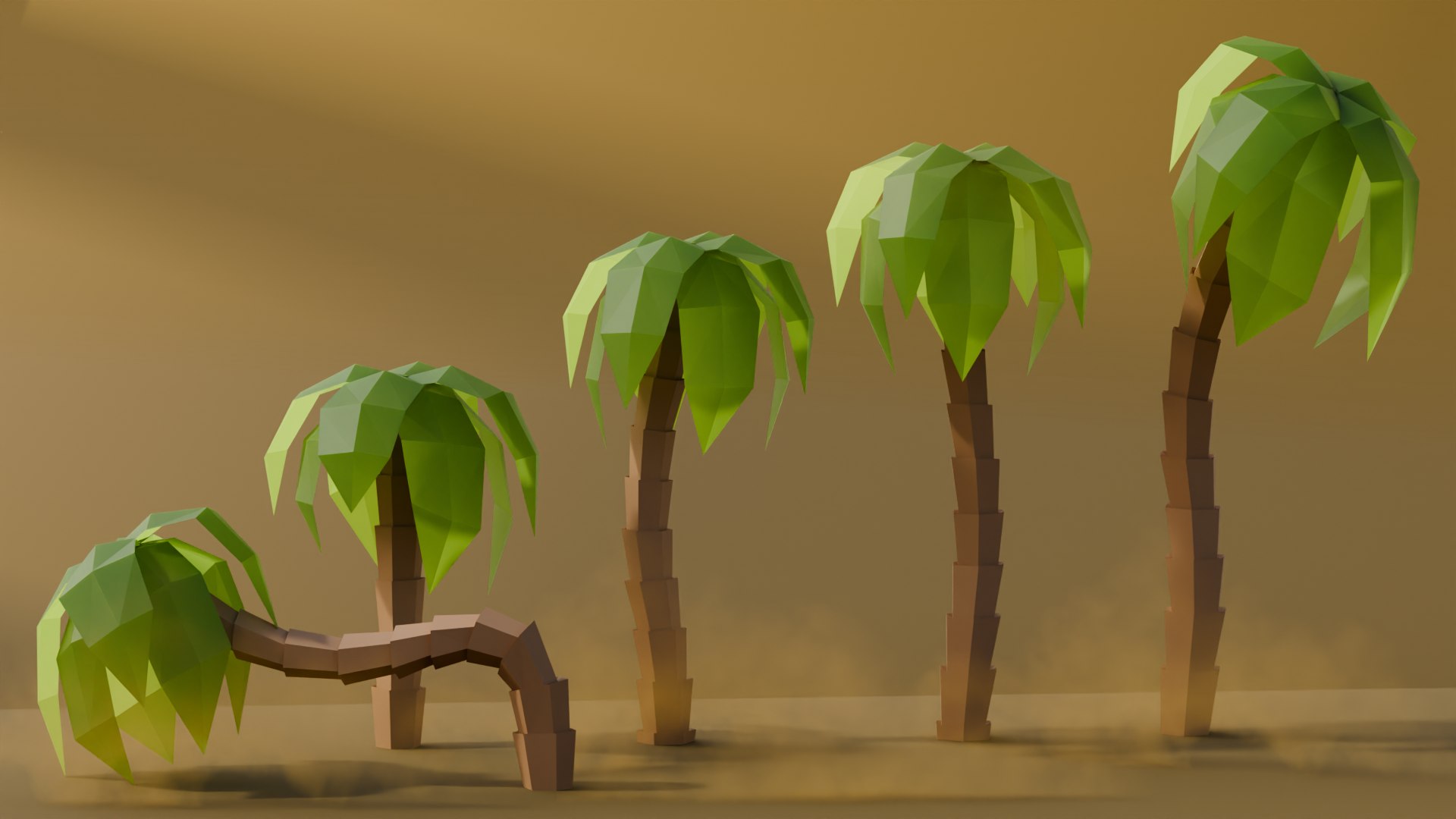 3D Low Poly Desert Palms - TurboSquid 2455913