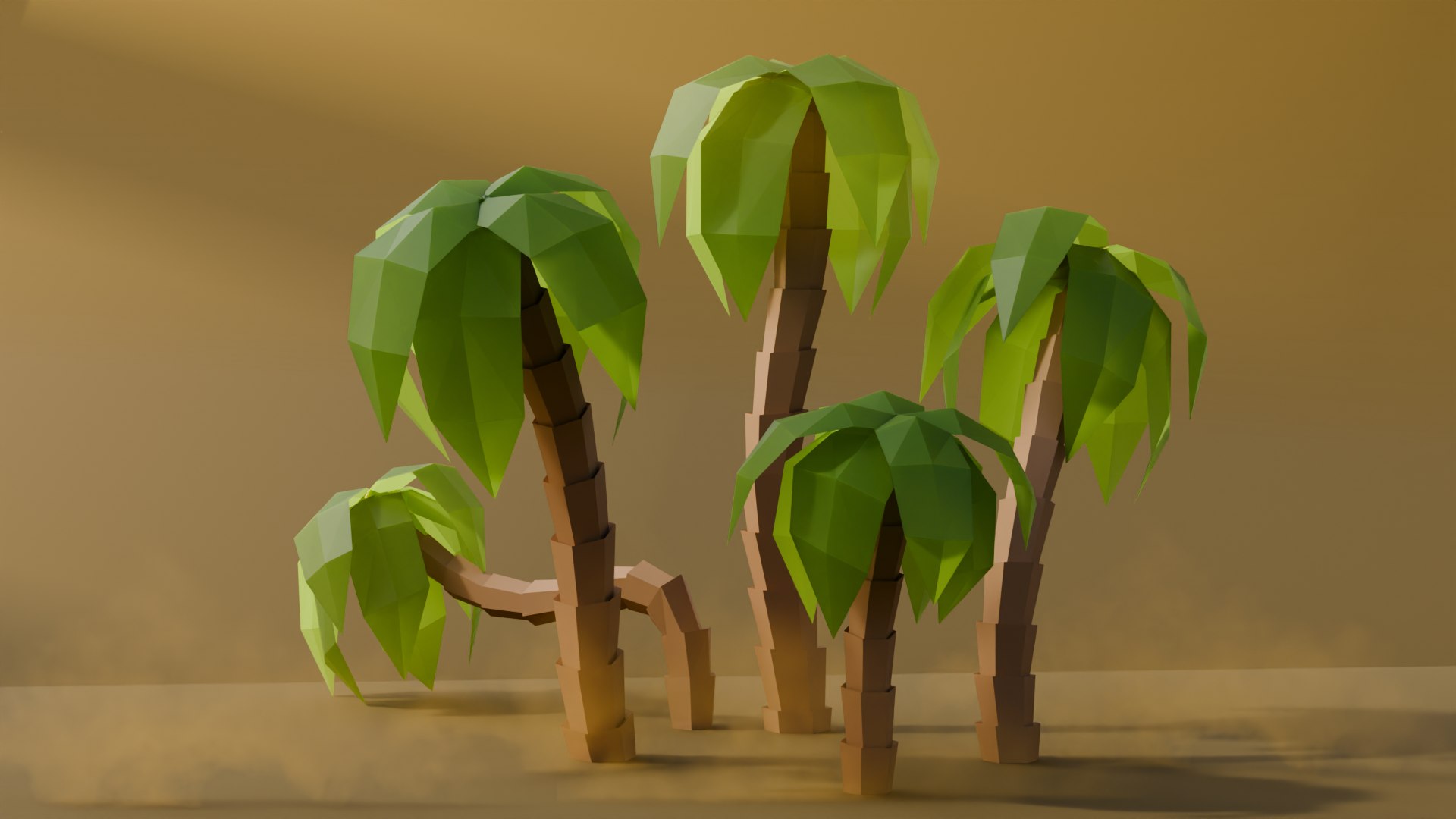 3D Low Poly Desert Palms - TurboSquid 2455913