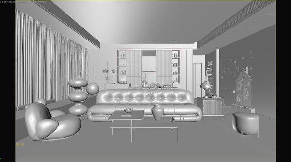 Retro residential indoor 3 d model 3D model - TurboSquid 2038873