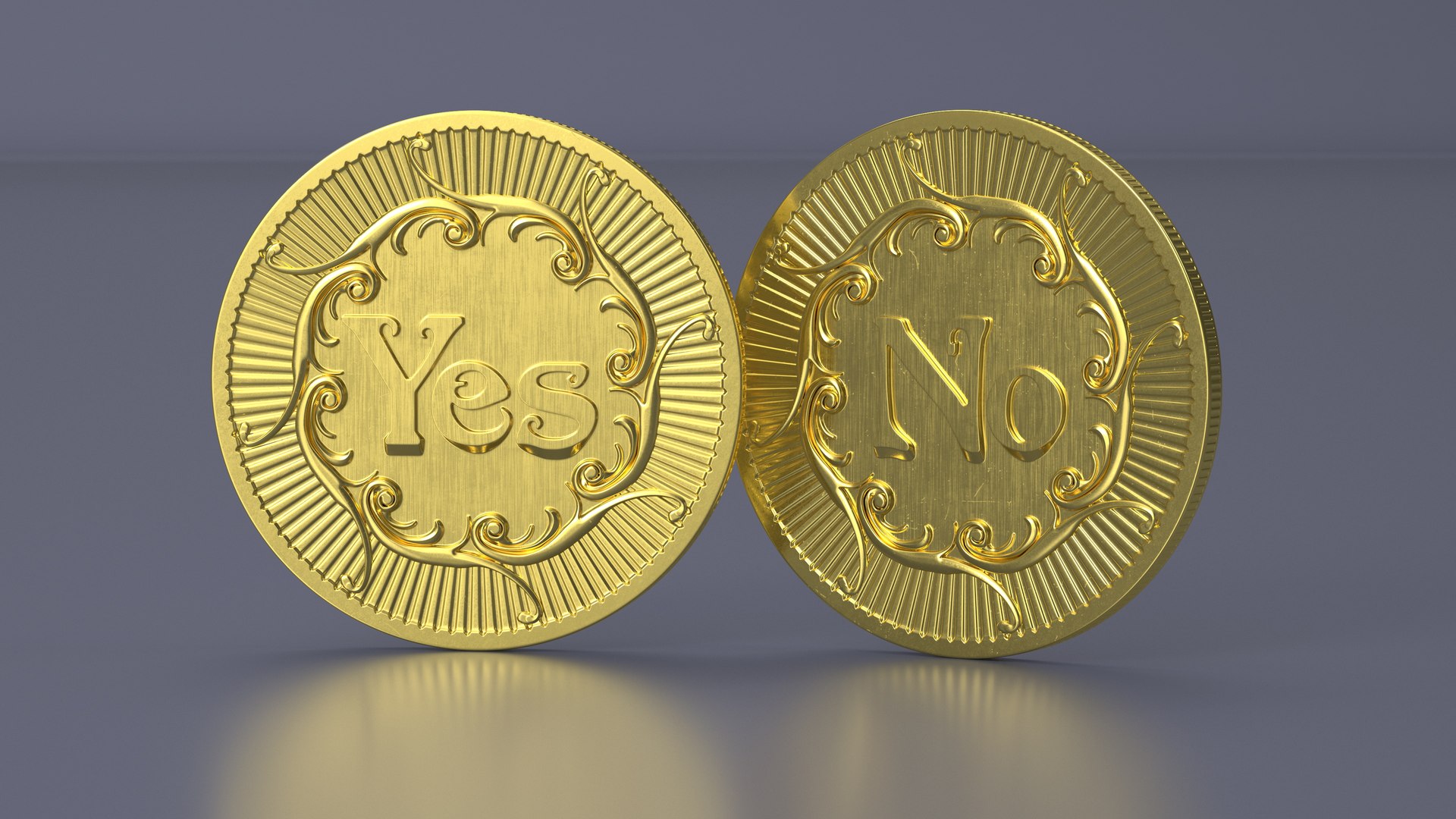 Yes No Decision Coin Gold 3D Model - TurboSquid 2213194