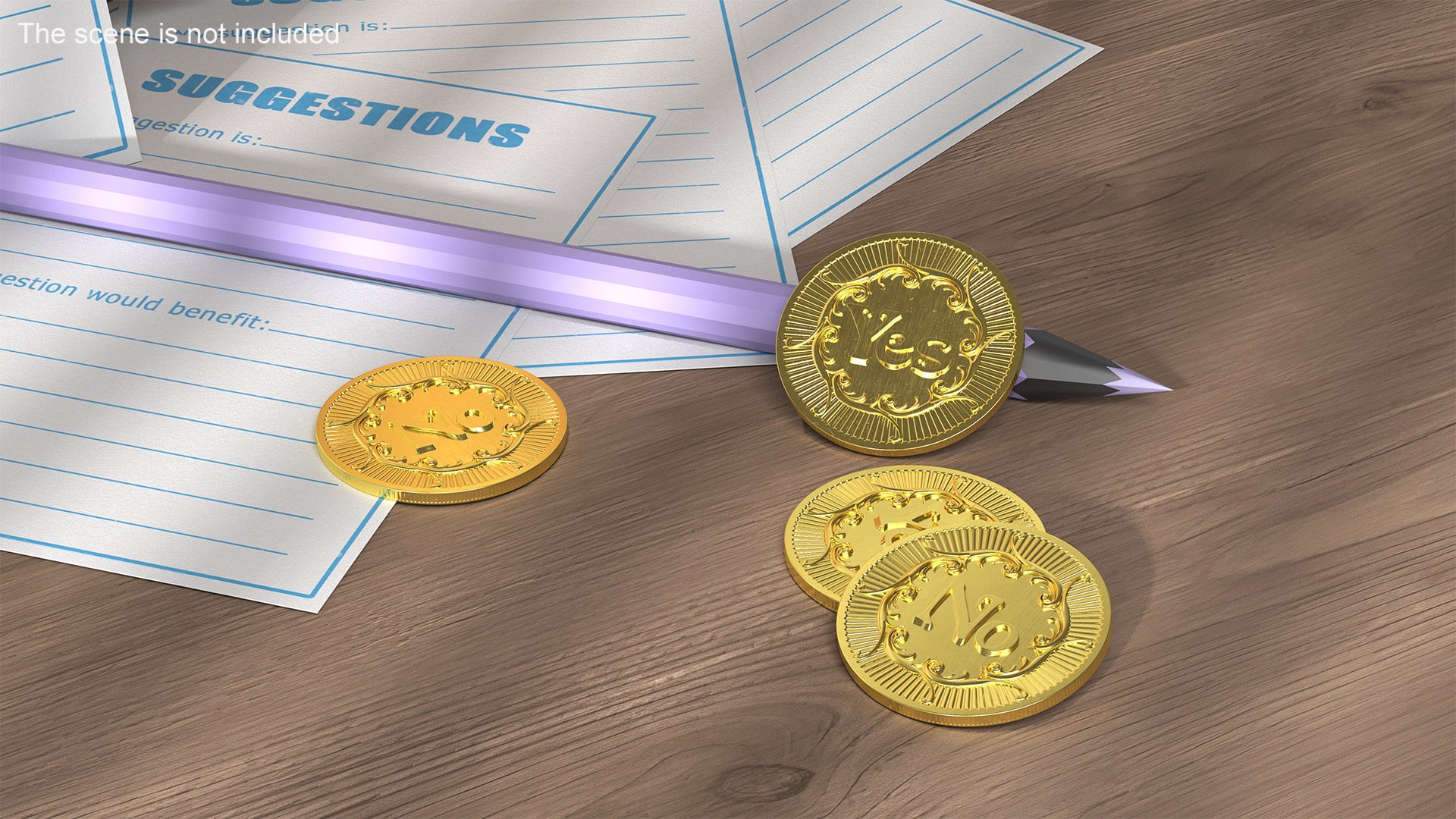 Yes No Decision Coin Gold 3D Model - TurboSquid 2213194