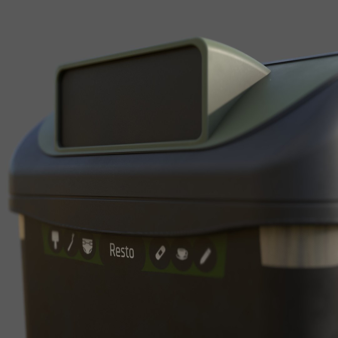 3D European Style Street Bin Realistic Urban Trash Container Game Ready ...