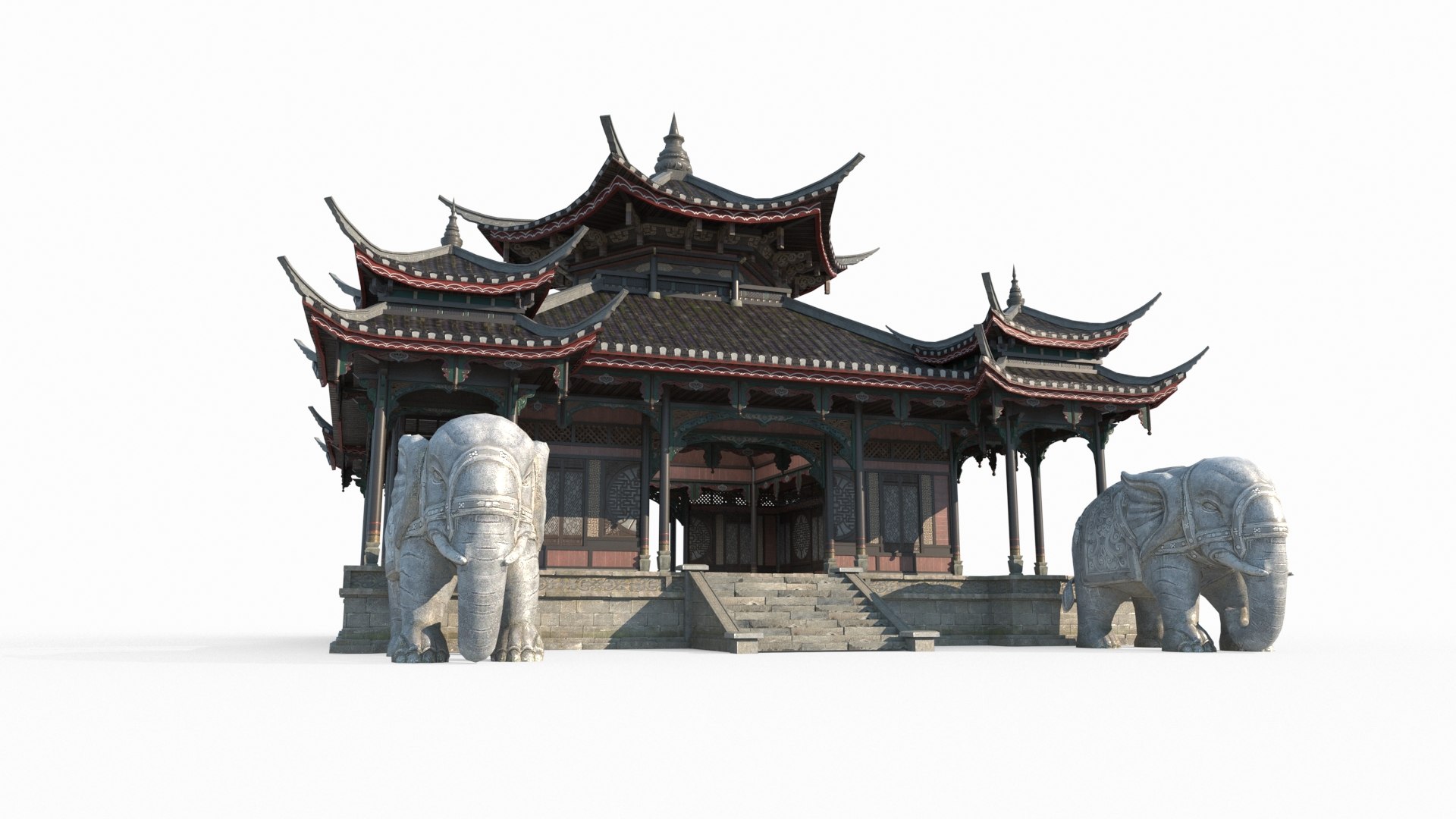 Temple Of Ancient Asian Architecture Model - TurboSquid 2073536