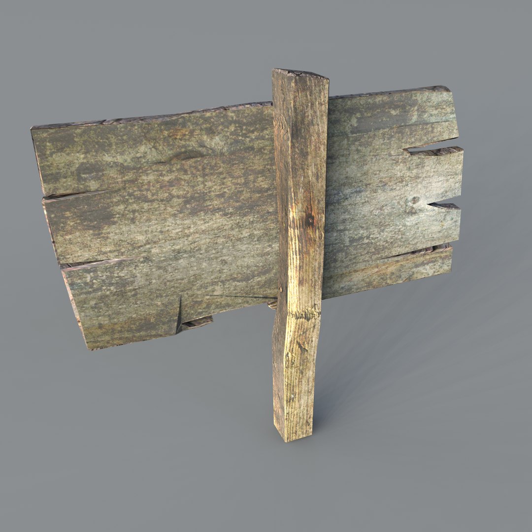 3d Old Wooden Danger Sign Model