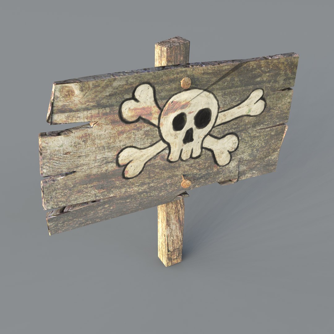 3d Old Wooden Danger Sign Model