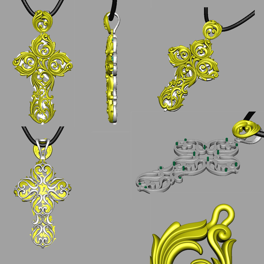 jewelry stylized cross 3d obj