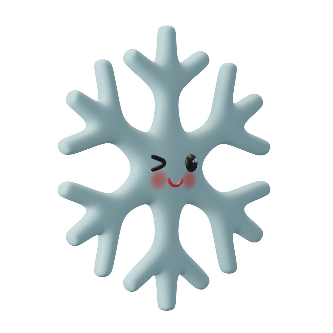 3D Snowflake Mint Funny Winking Face With Eyes And Pink Cheeks And Lips ...