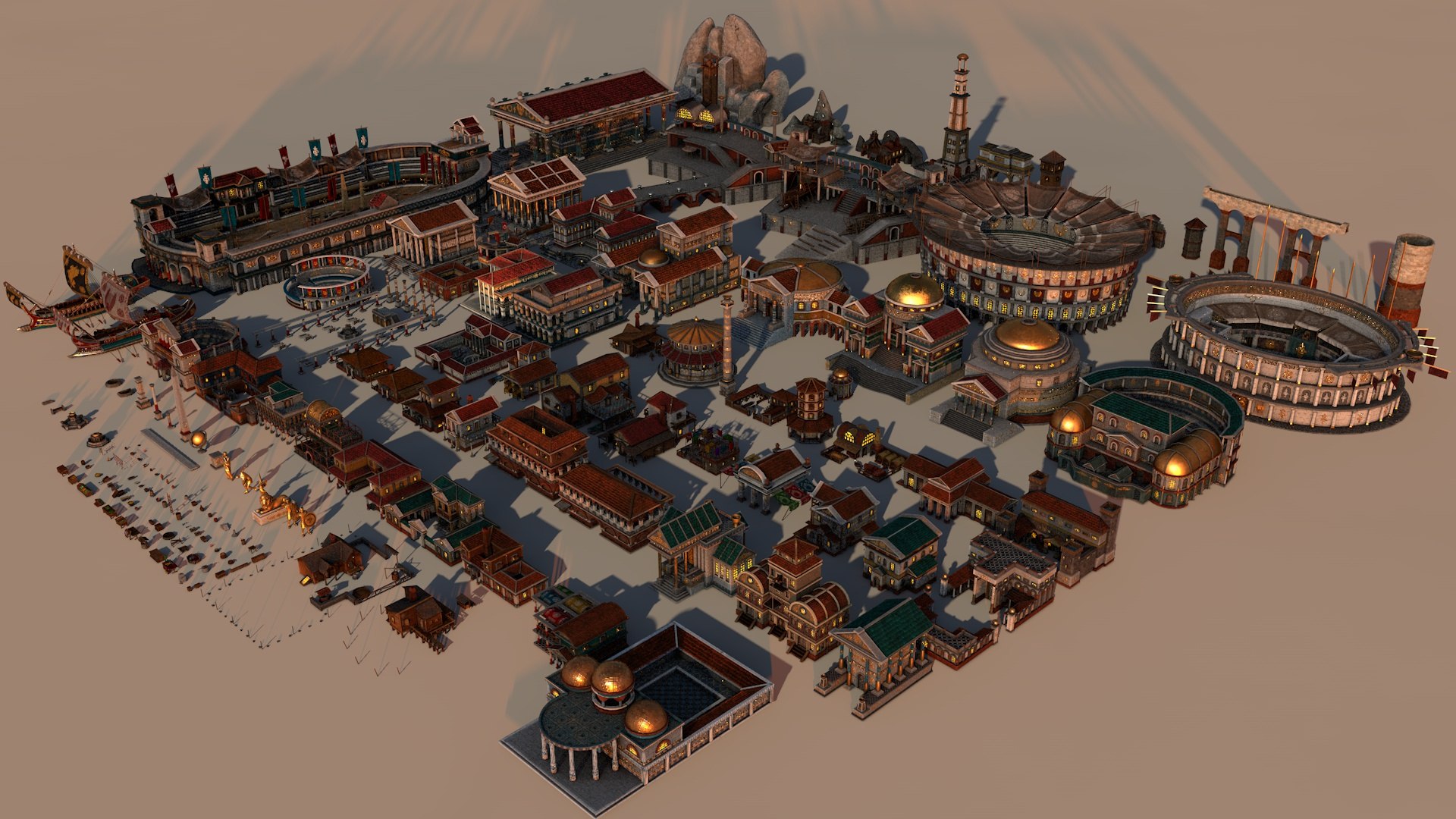 3D Mega Roman City Pack Model - TurboSquid 1642635