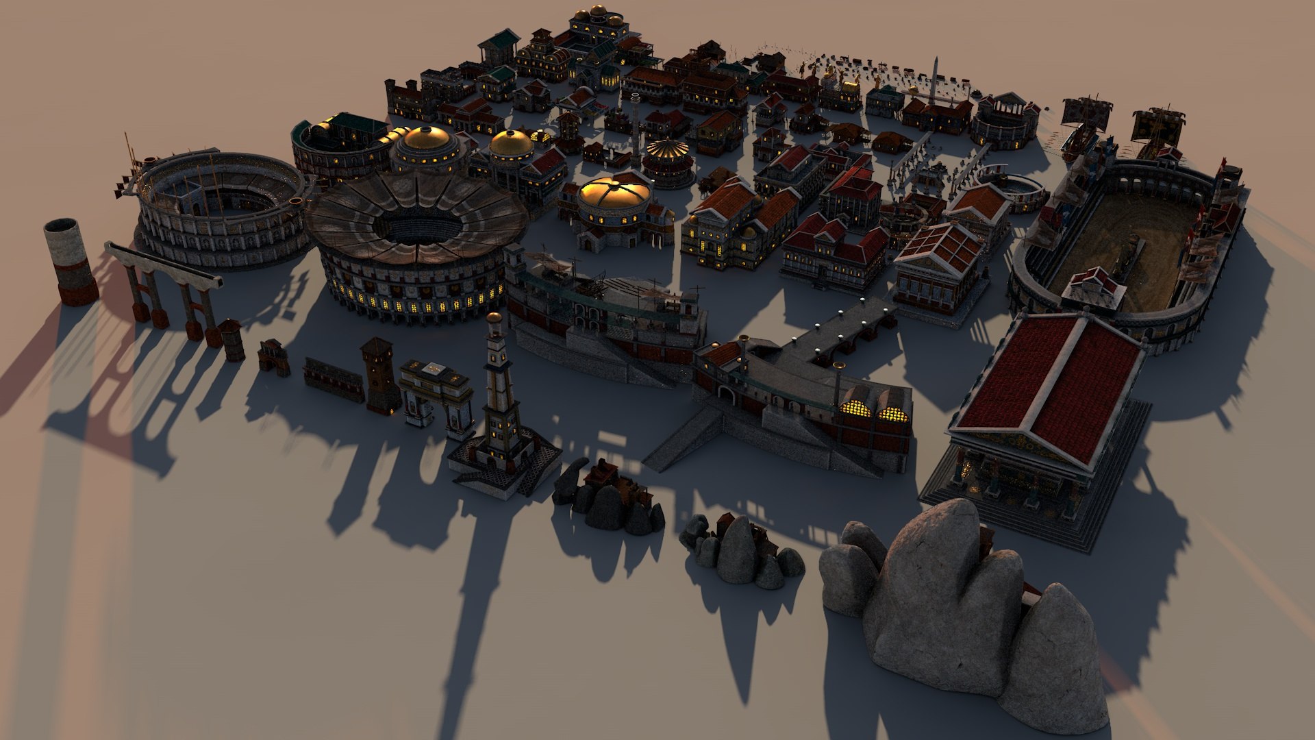3D Mega Roman City Pack Model - TurboSquid 1642635