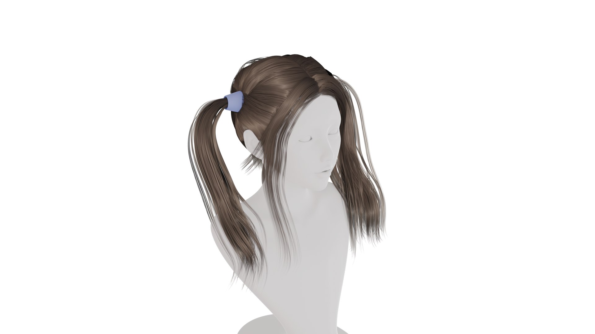 Ealistic Woman Double Ponytail Long Hair Style 3D Model - TurboSquid ...