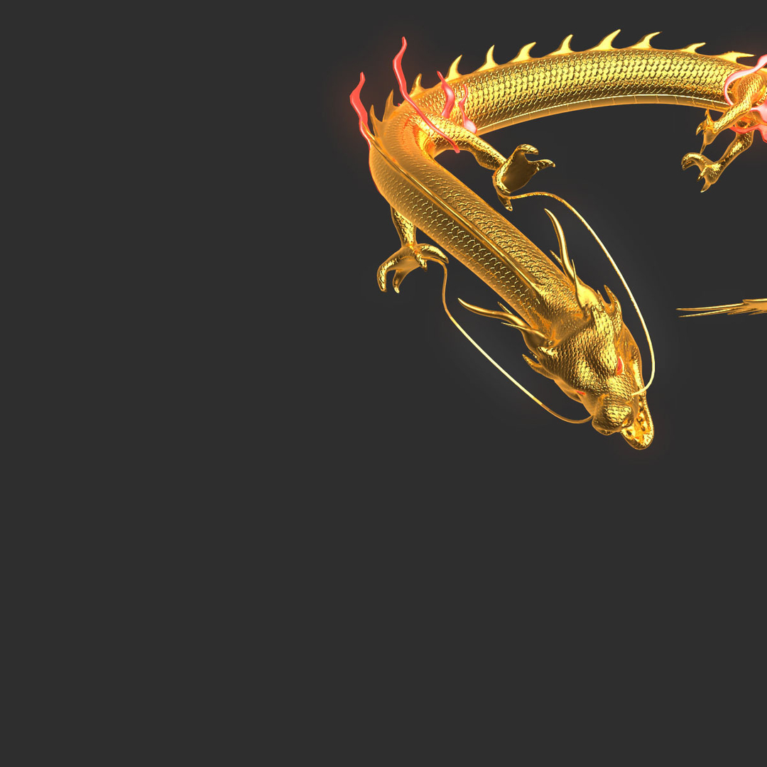 Golden Dragon Animation 3d Model
