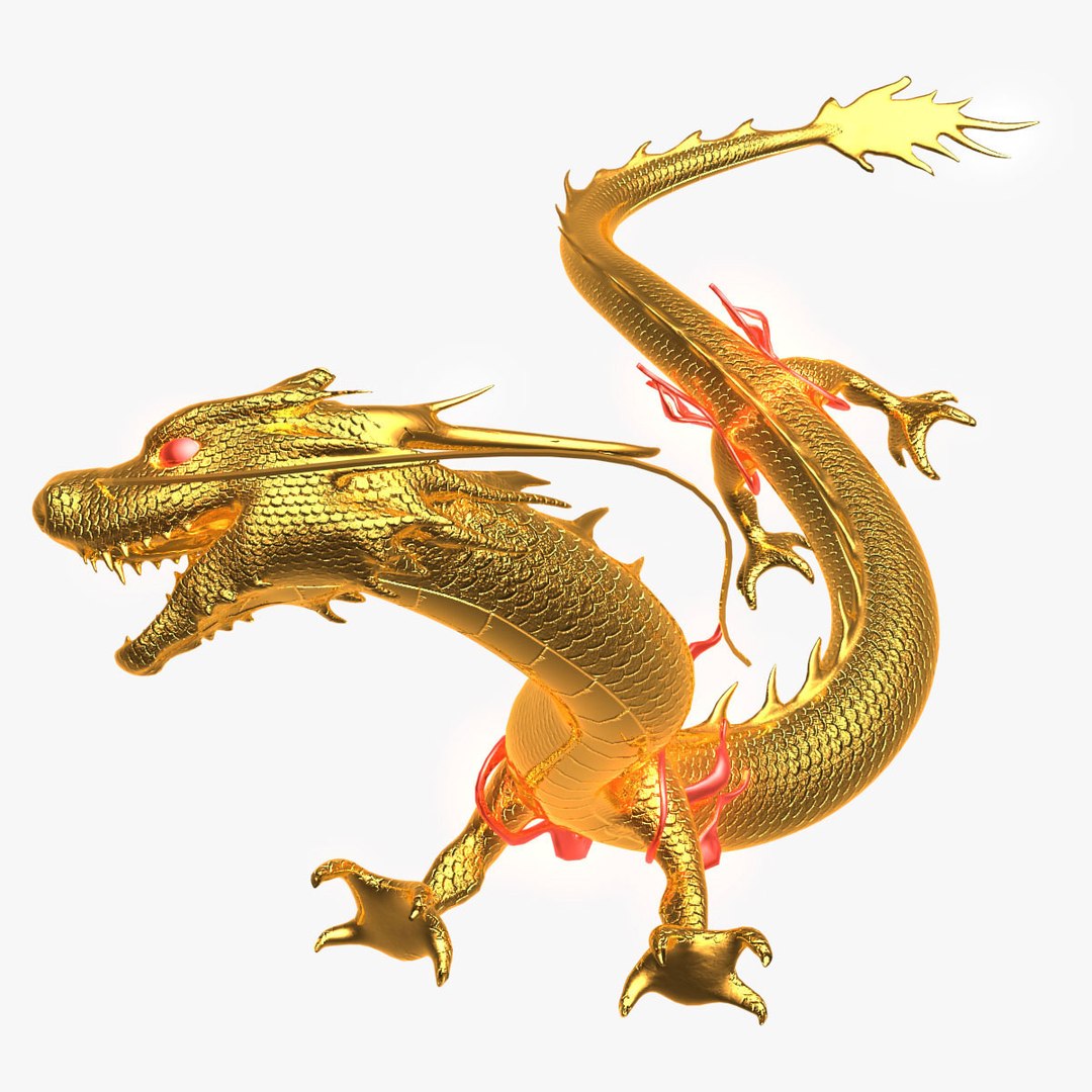 Golden Dragon Animation 3d Model