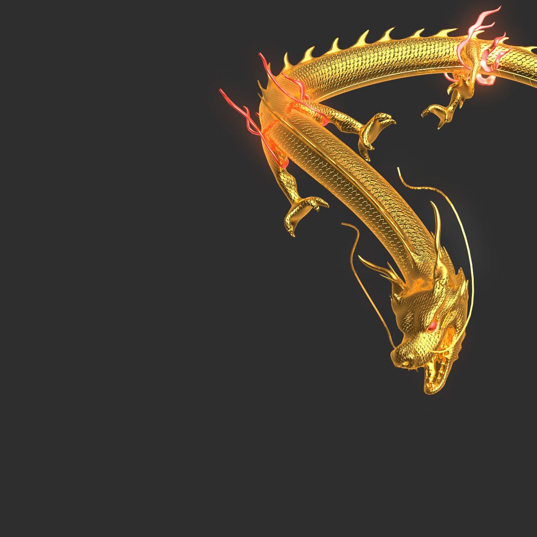 Golden Dragon Animation 3d Model