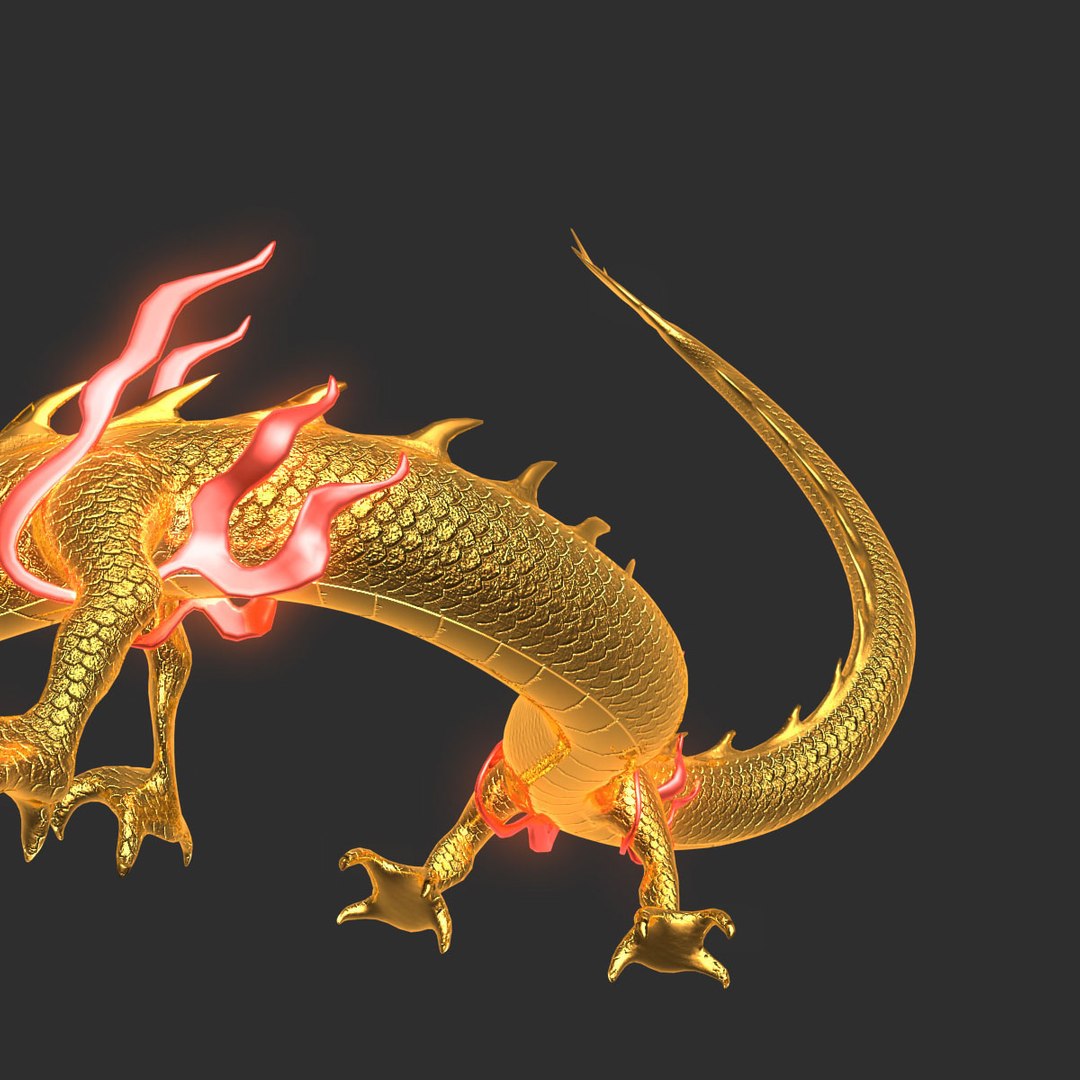 Golden Dragon Animation 3d Model