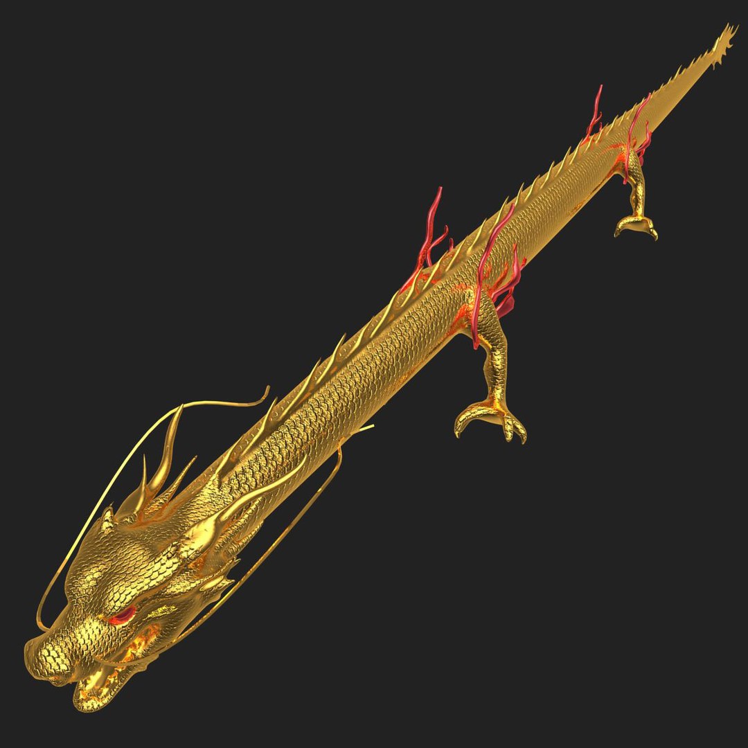 Golden Dragon Animation 3d Model