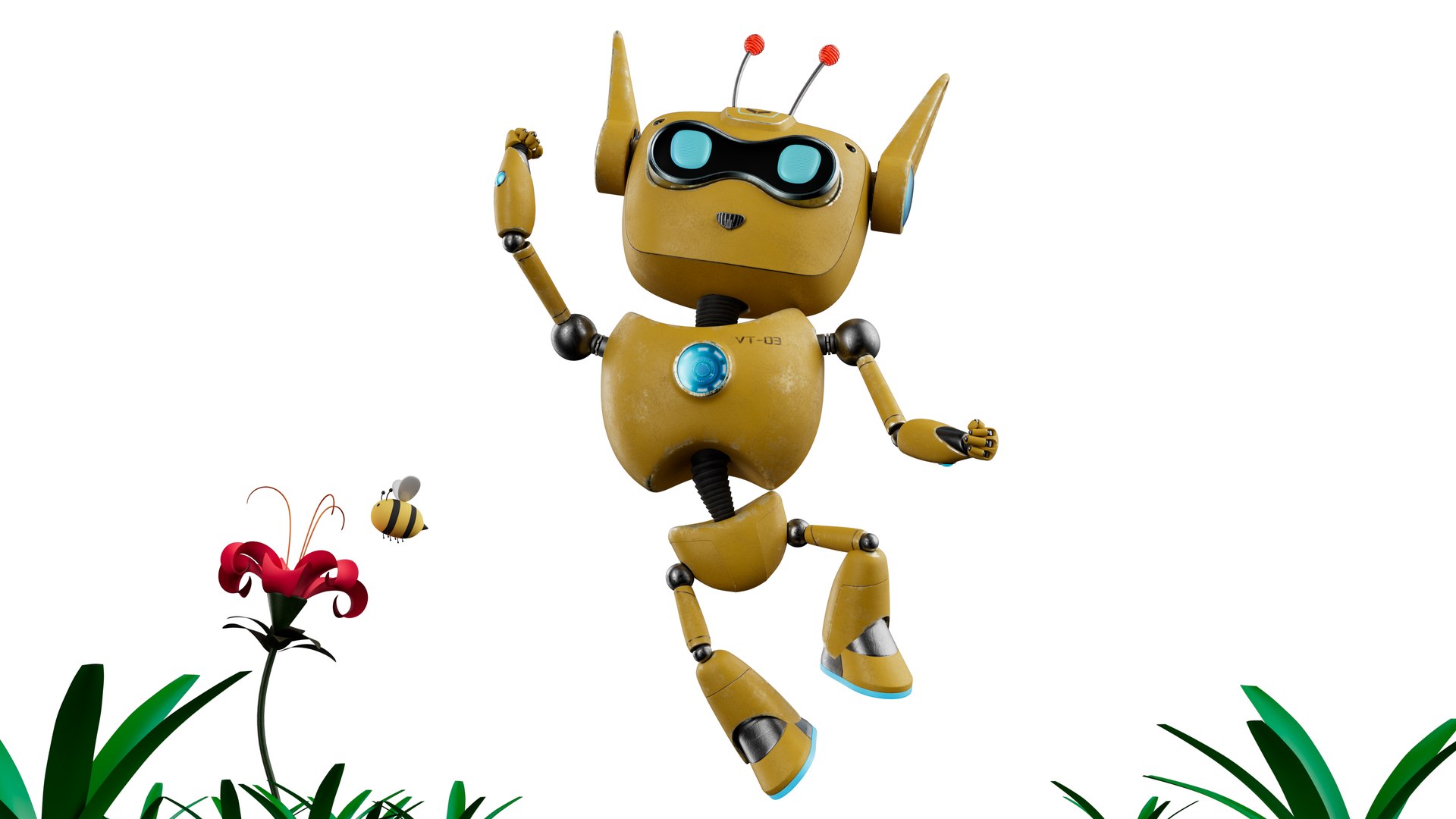 3D 3D Robotic Character ROBO VT-03 WITH RIG - TurboSquid 2273837