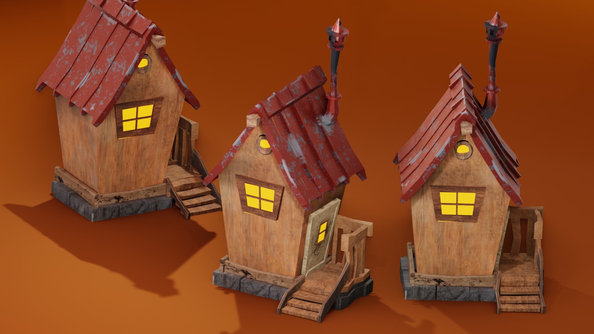 3D Rusty Wooden Shack Low Poly Blender Model Model - TurboSquid 1903977