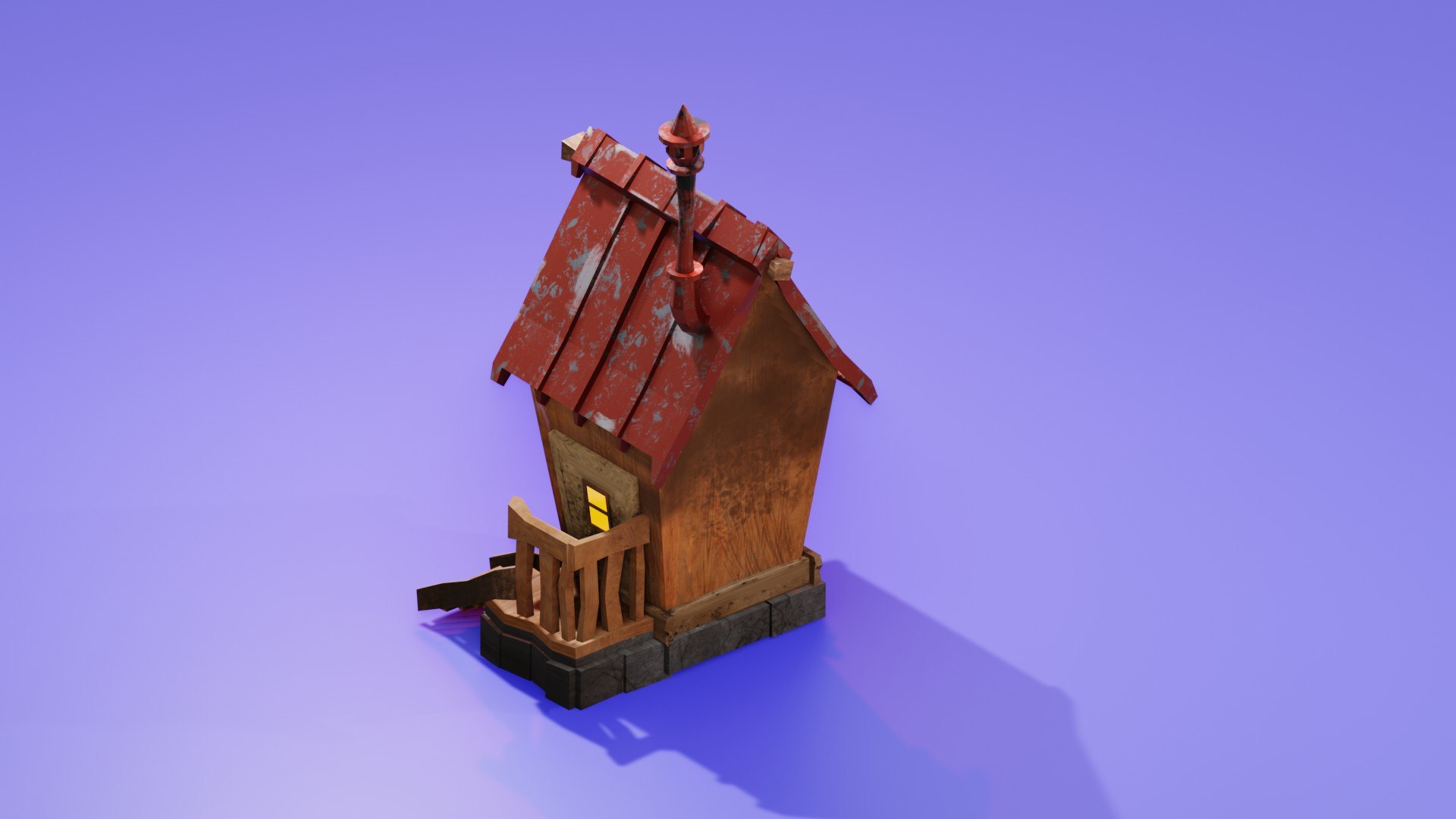 3D Rusty Wooden Shack Low Poly Blender Model Model - TurboSquid 1903977
