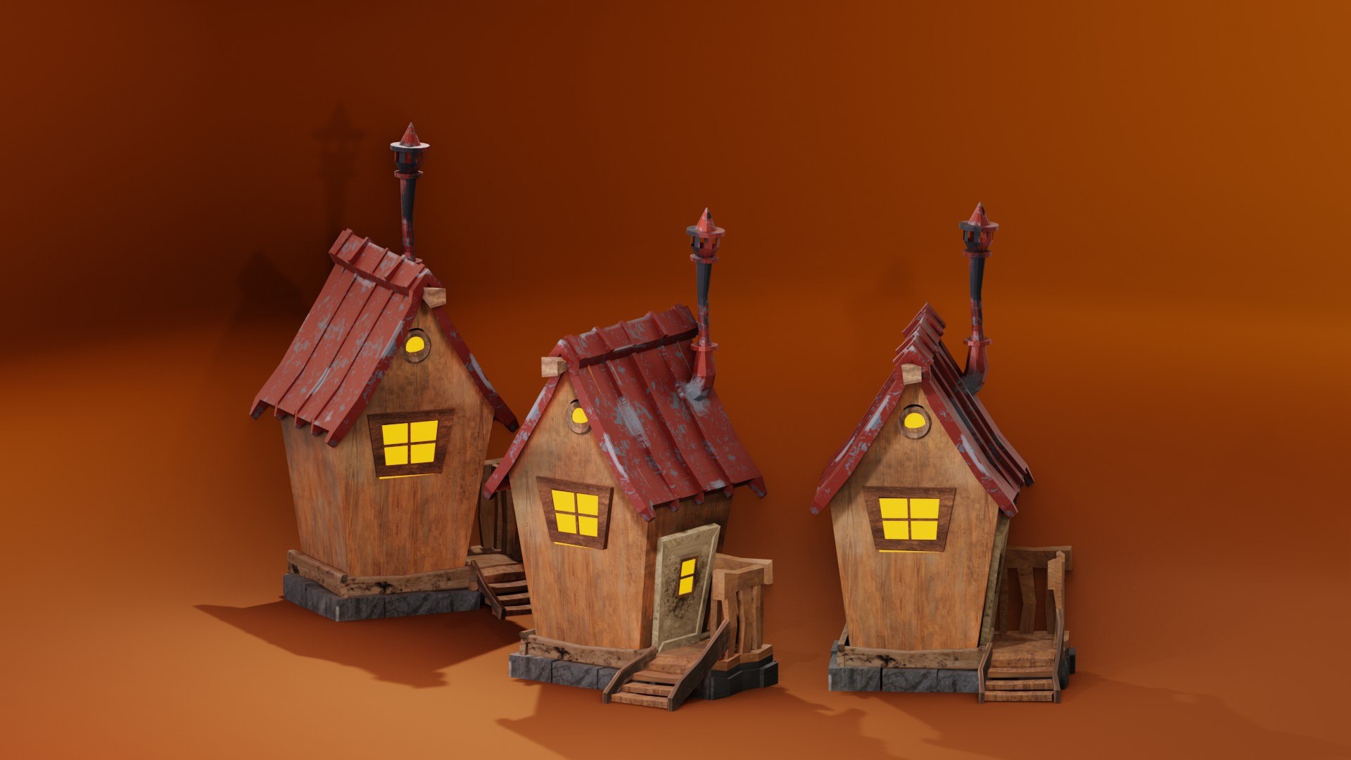 3D Rusty Wooden Shack Low Poly Blender Model Model - TurboSquid 1903977