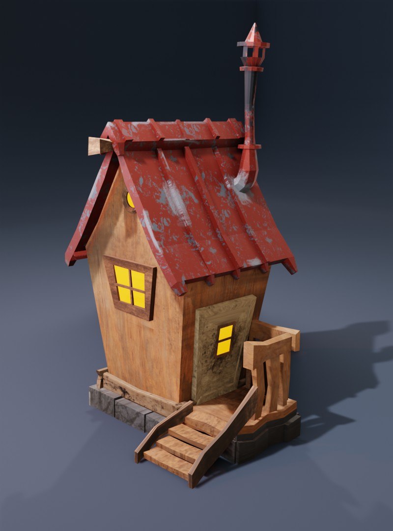 3D Rusty Wooden Shack Low Poly Blender Model Model - TurboSquid 1903977