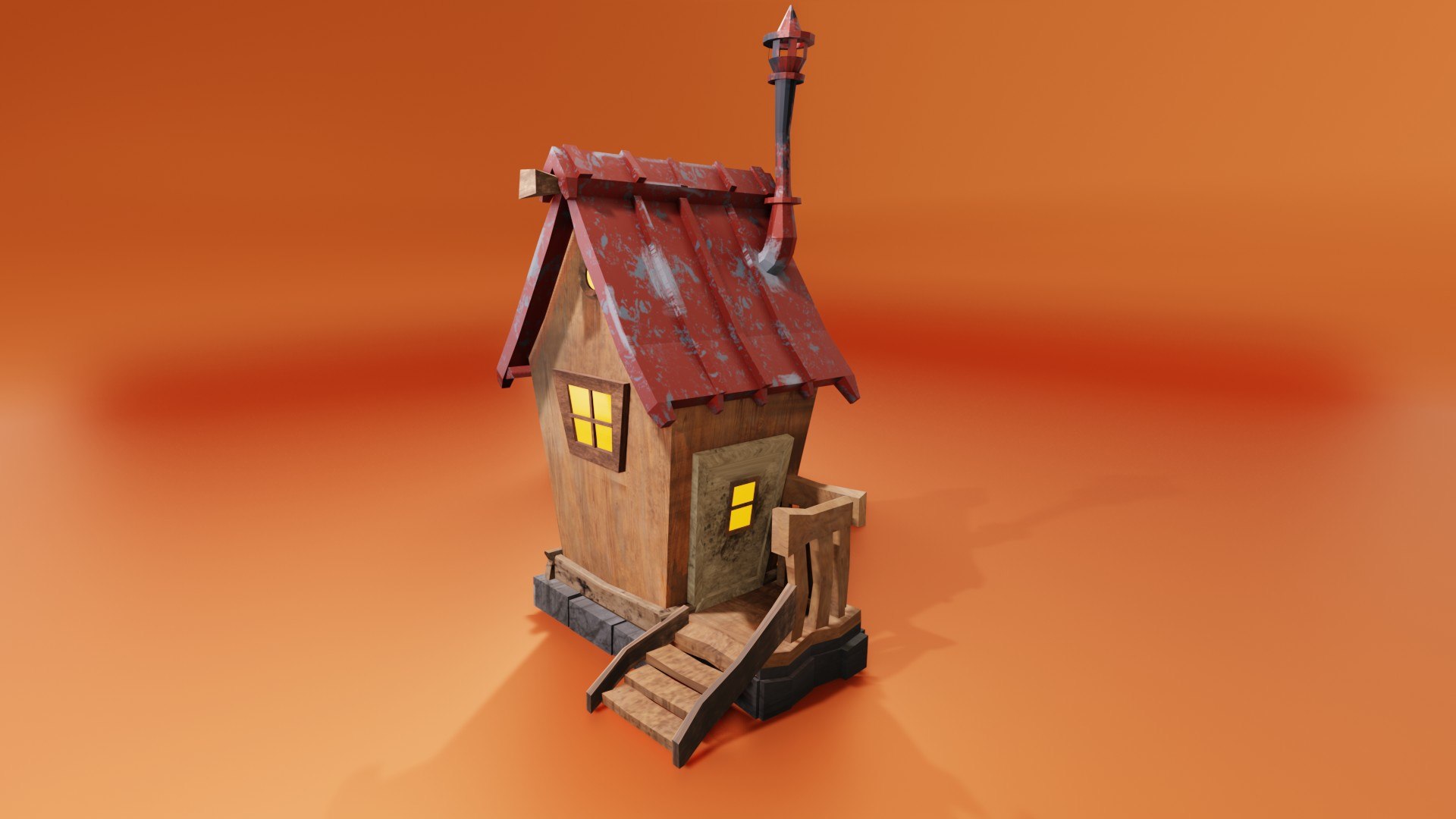 3D Rusty Wooden Shack Low Poly Blender Model Model - TurboSquid 1903977