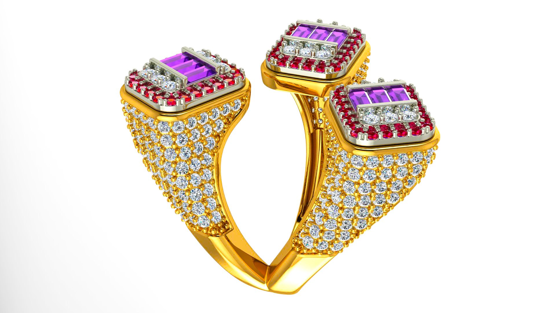 Square Baget Women Ring 3D Model - TurboSquid 1986812