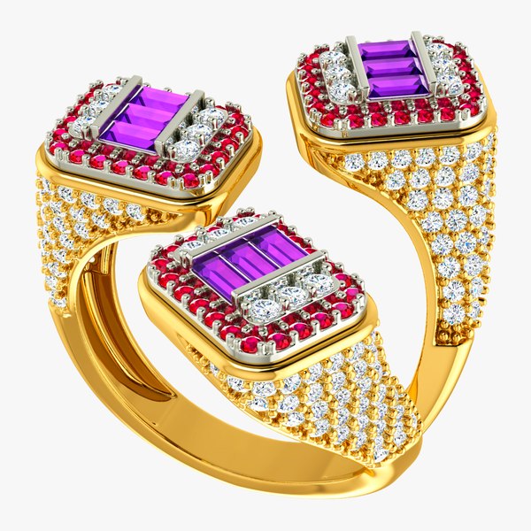 Square Baget Women Ring 3D model - TurboSquid 1986812