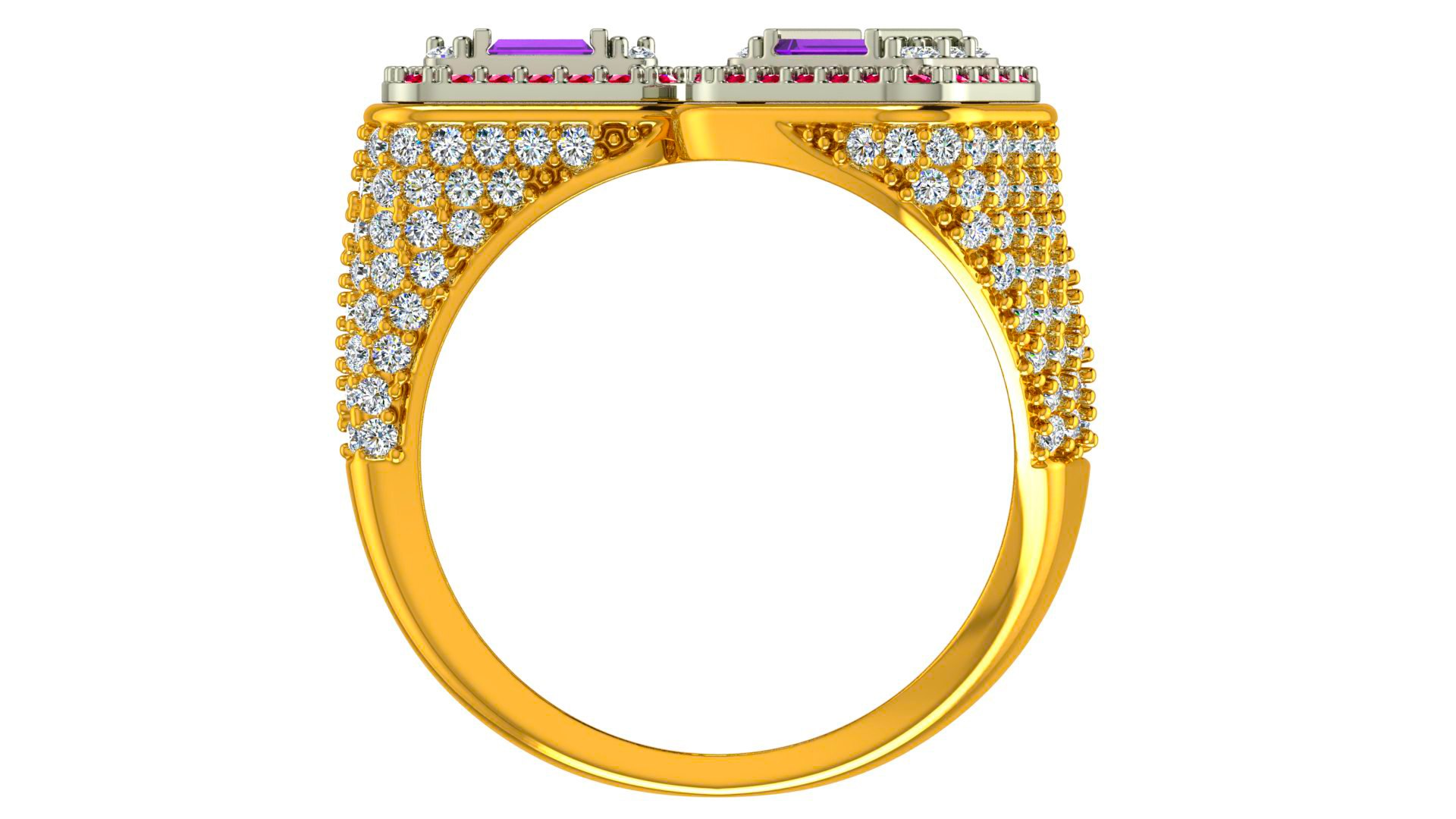 Square Baget Women Ring 3D Model - TurboSquid 1986812