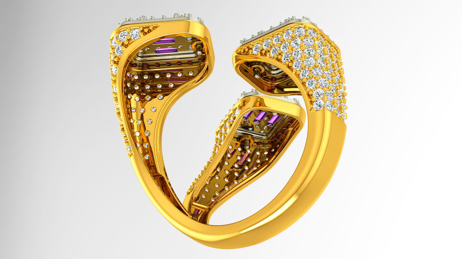 Square Baget Women Ring 3D Model - TurboSquid 1986812