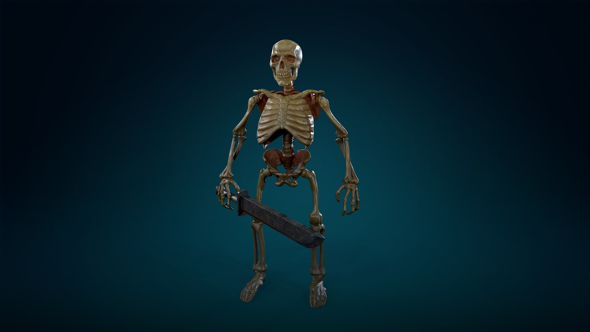 3D Skeleton Undead Warrior Yellow - Rigged - Animated - Lowpoly - Game ...